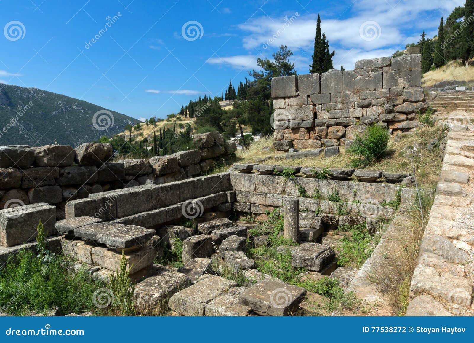 Ancient Greek Archaeological Site of Delphi, Greece Stock Photo - Image ...