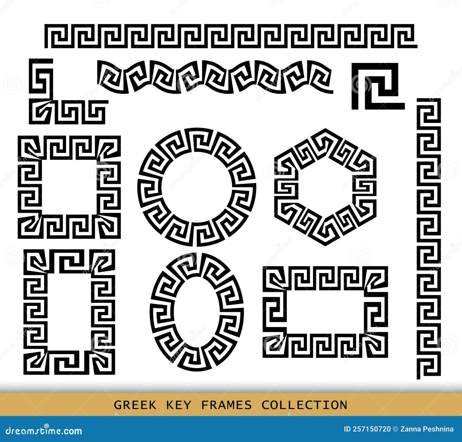 Ancient Greek Black Frames Patterns Collection, Set of Antique Borders ...