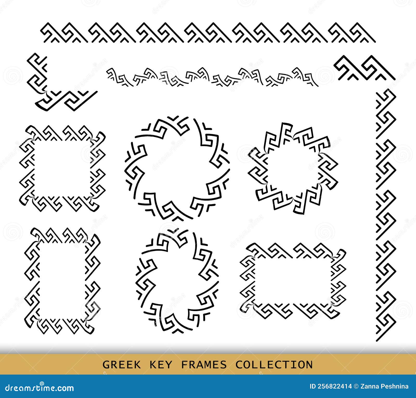 Ancient Greek Black Frames Patterns Collection, Set of Antique Borders ...