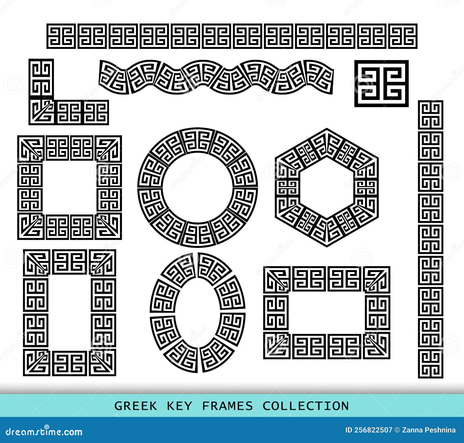 Ancient Greek Black Frames Patterns Collection, Set of Antique Borders ...
