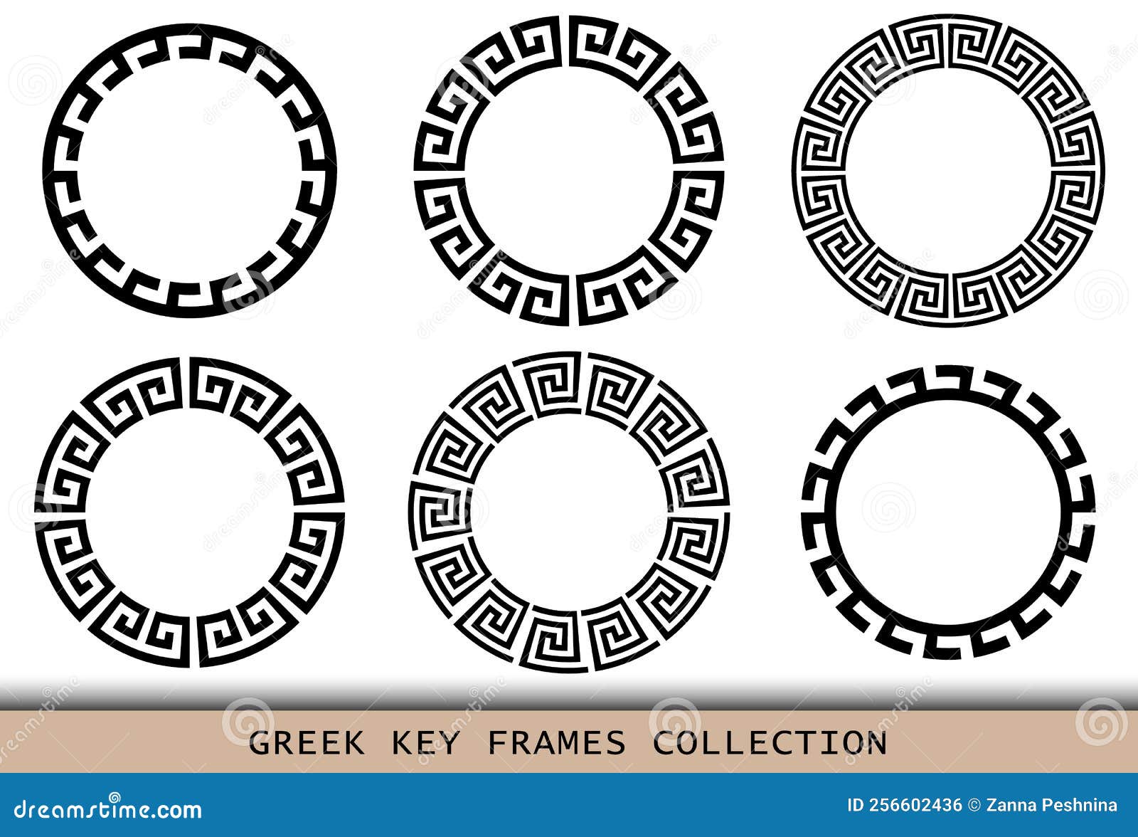 Ancient Greek Black Frames Patterns, Set of Antique Borders from Greece ...