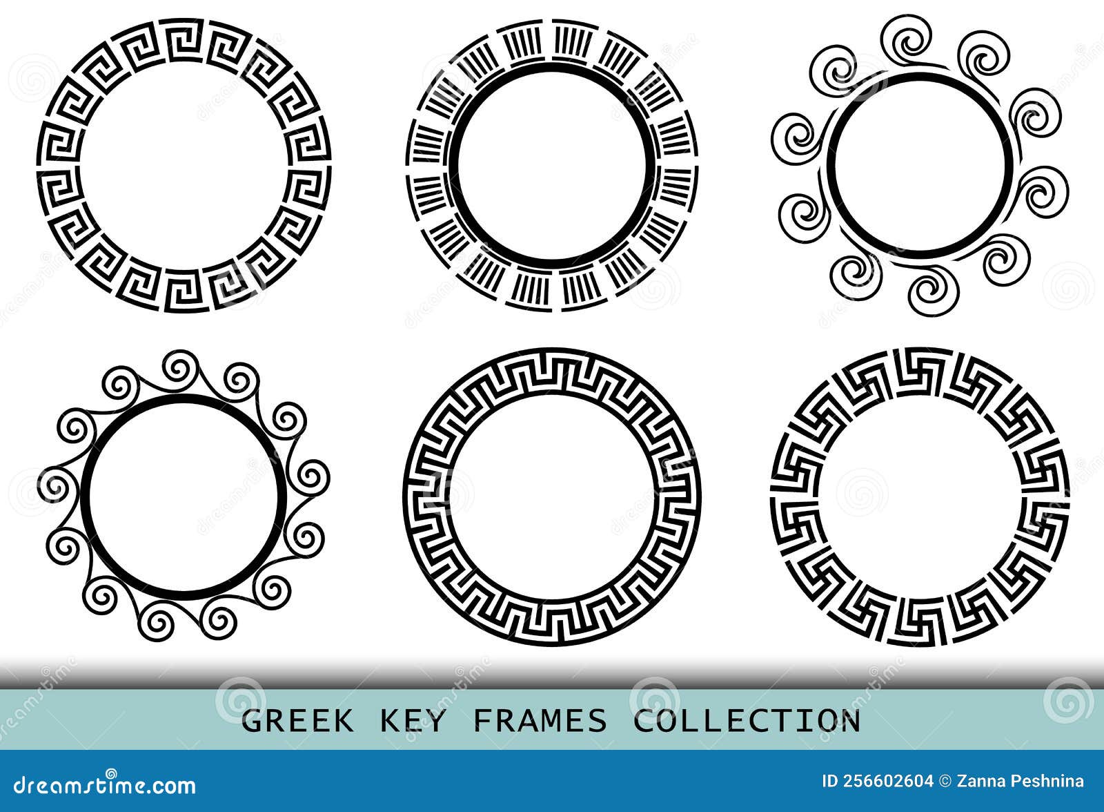 Ancient Greek Black Frames Patterns, Set of Antique Borders from Greece ...