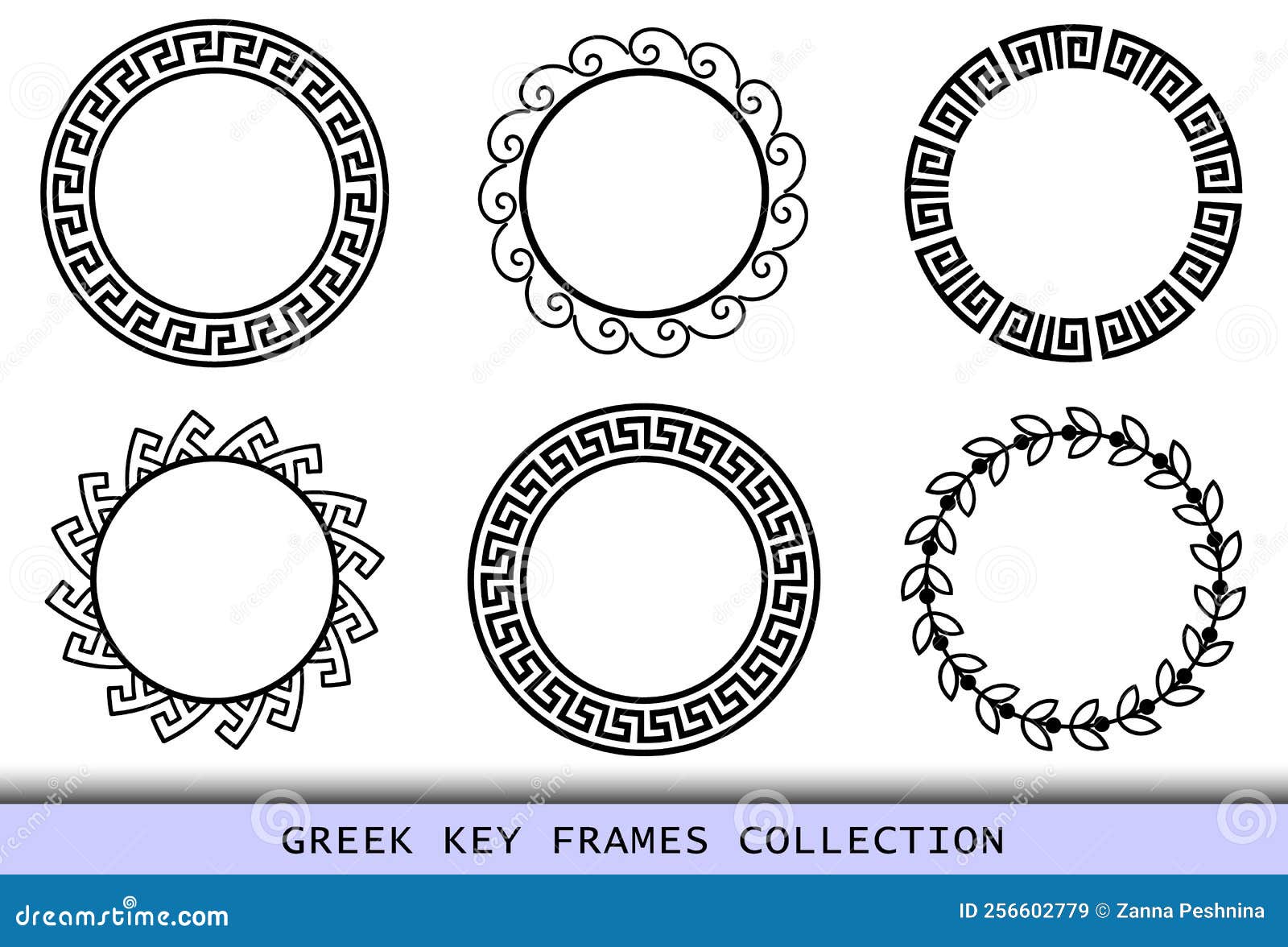 Ancient Greek Black Frames Patterns, Set of Antique Borders from Greece ...