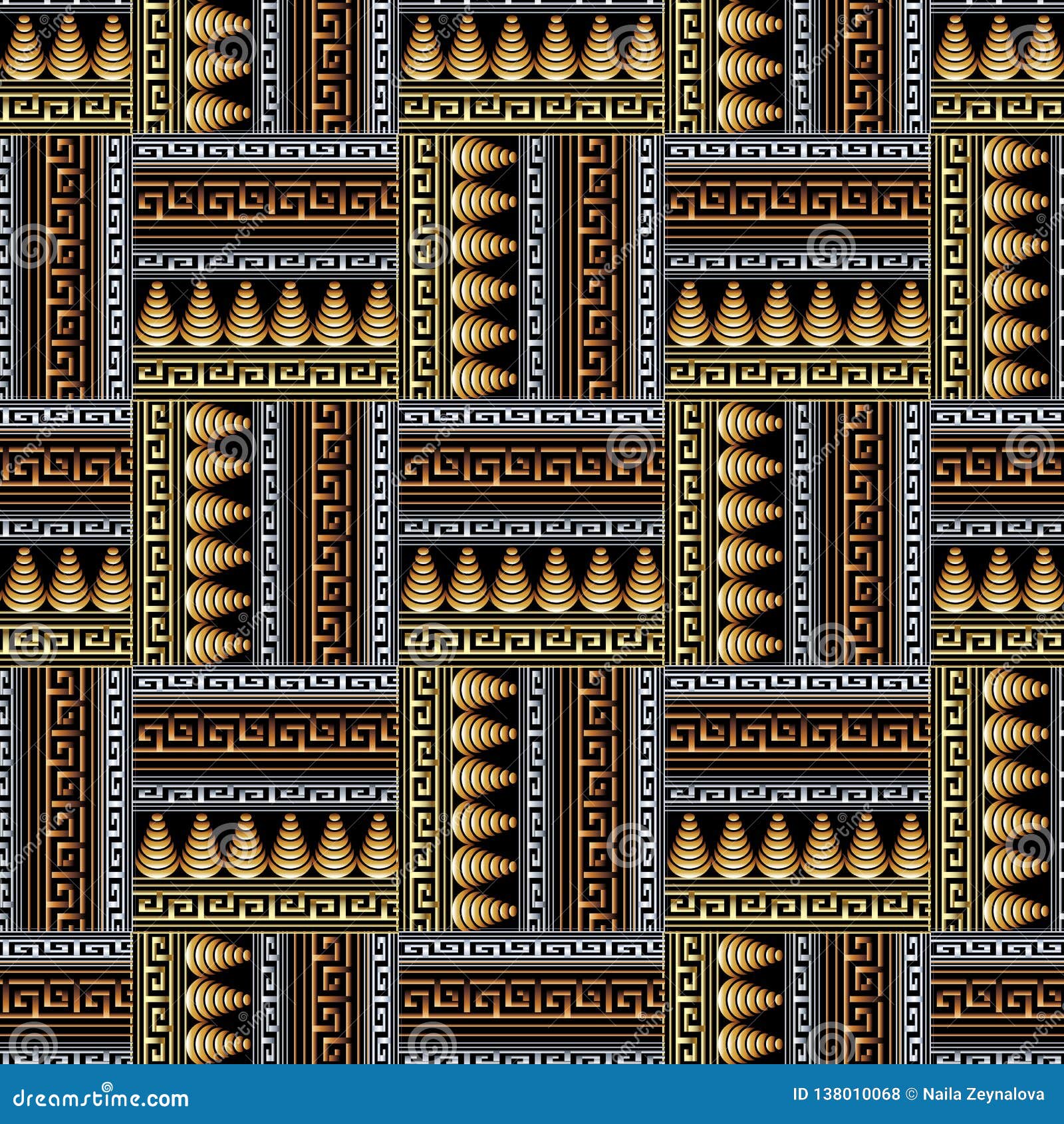 Ancient Greek Braided 3d Vector Seamless Pattern. Ornate Checkered ...