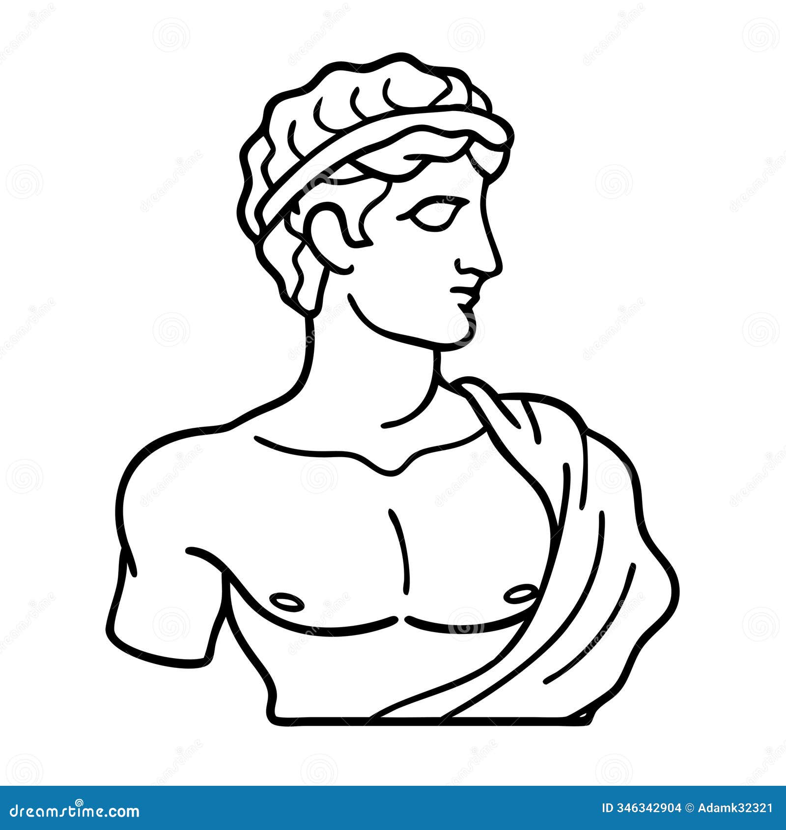 Greek Bust Sculpture Of Abstract Goddess Drawn In Modern Style. Antique ...