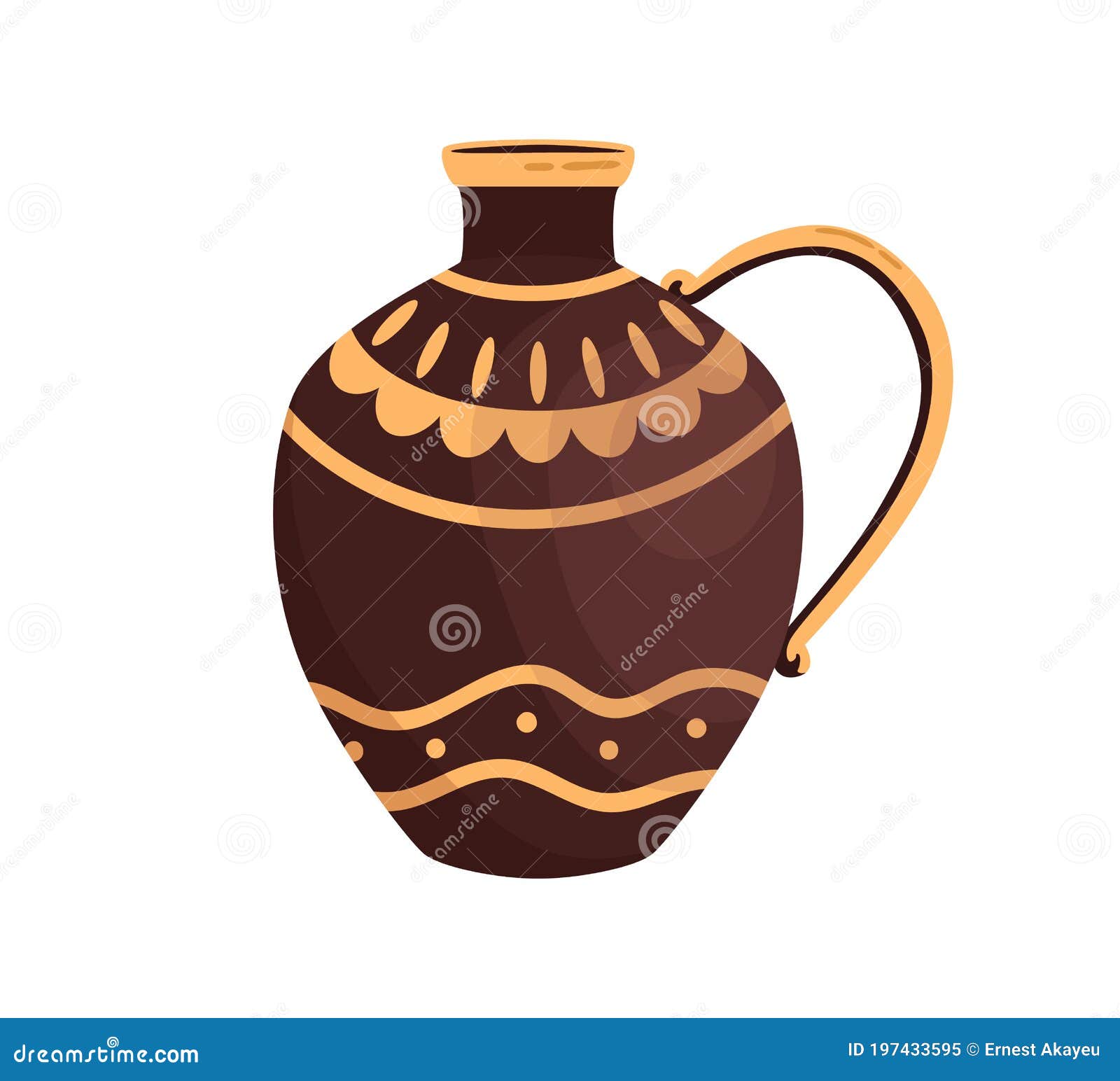 Ancient Greek Ceramic Jar Decorated by Hellenic Ornaments Vector Flat ...