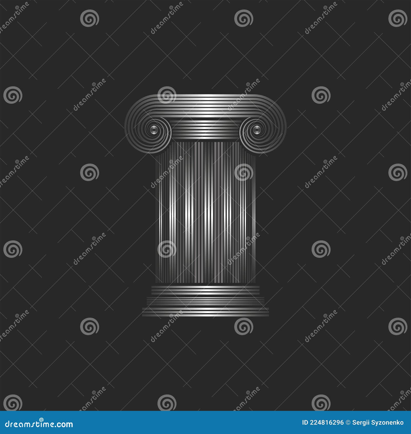 Ancient Greek Column Architectural Or Legal Linear Logo, Parallel Lines ...