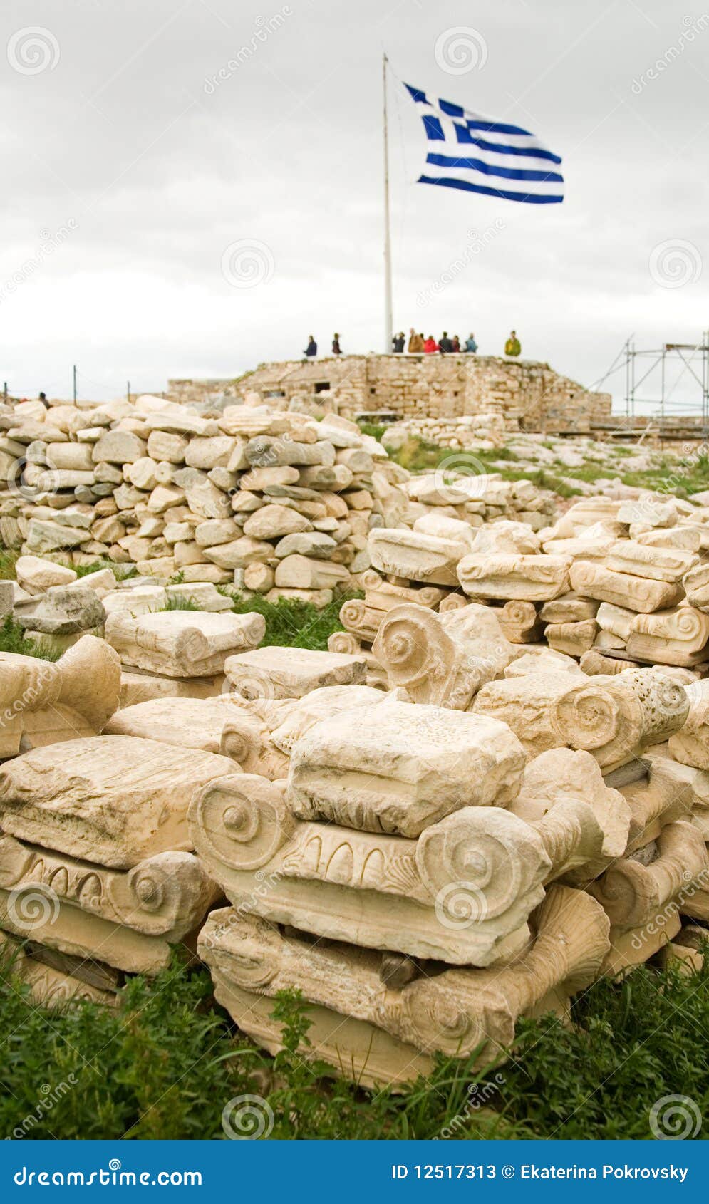 Ancient Greek Column Capitals at Akropolis Stock Image - Image of ...