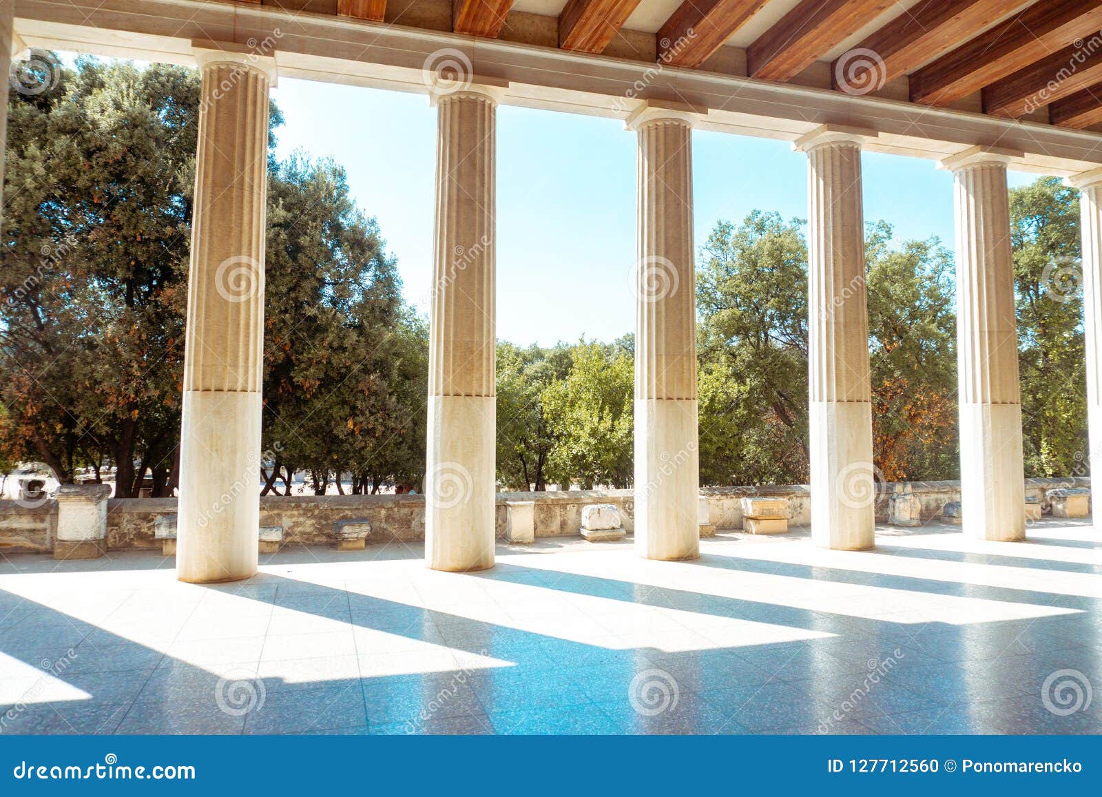 Ancient Greek Columns and Gardens Stock Photo - Image of ionic, classic ...
