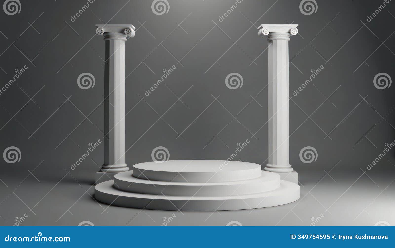 Ancient Greek Columns Support Empty Round Podium. Empty Stage. Classic ...