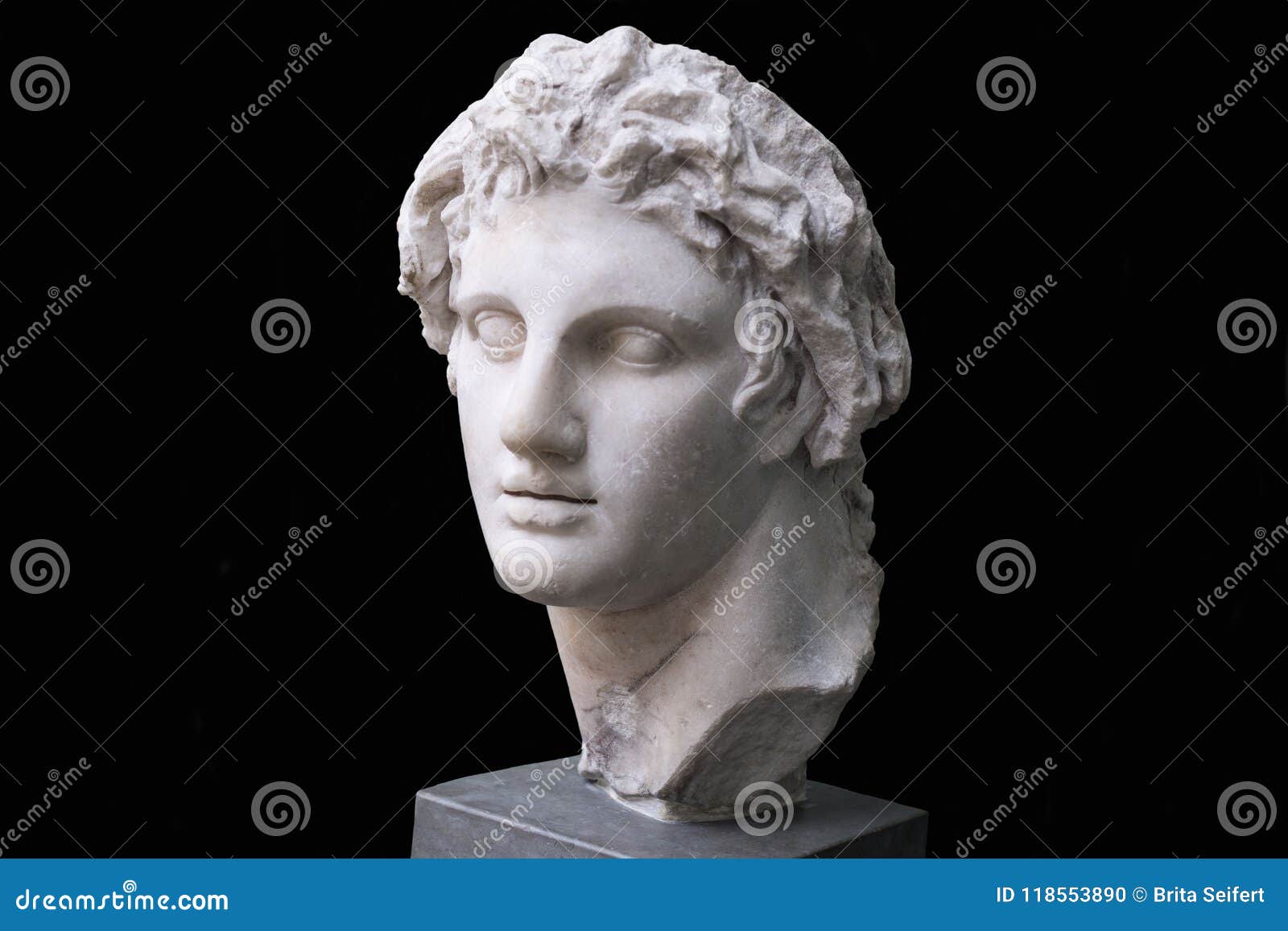 Ancient Greek God Bust on Black Stock Photo - Image of portrait, model ...