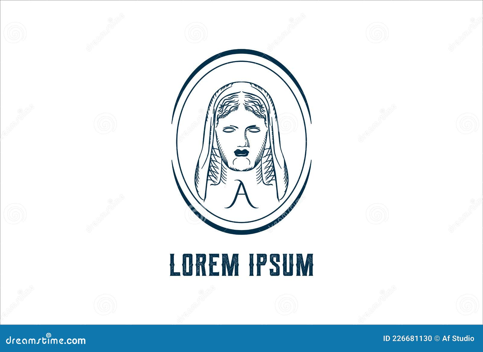 Ancient Greek Goddess Demeter Head Face Sculpture Logo Design Vector ...