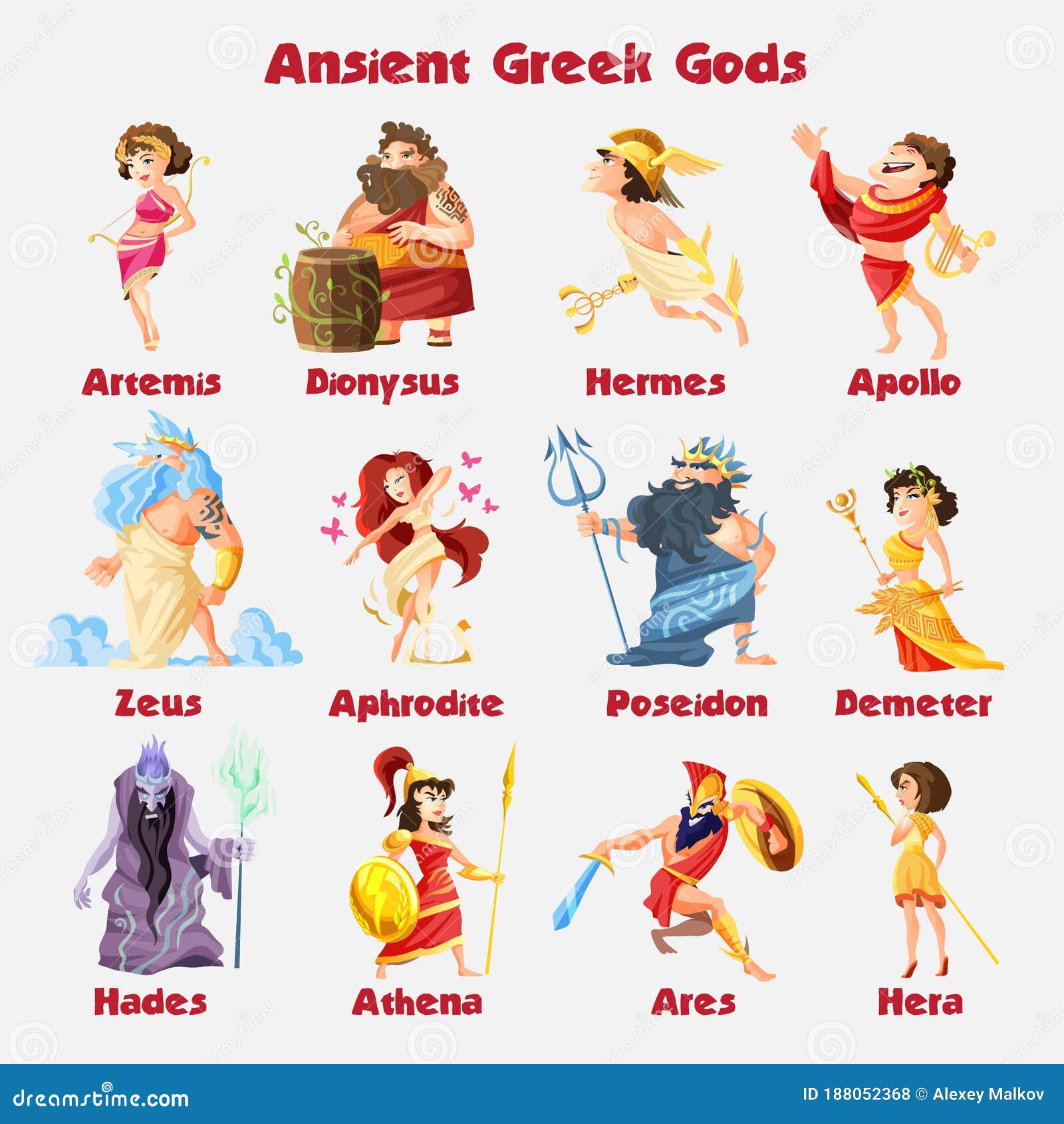 Ancient Greek Gods Cartoon Figures Sets With Dionysus Zeus Poseidon ... Ancient Greek Gods Cartoon Figures Sets With Dionysus Zeus Poseidon ...