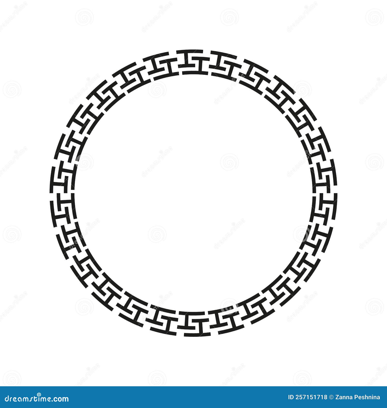 Ancient Greek Key Black Frame Pattern, Round Antique Border from Greece ...