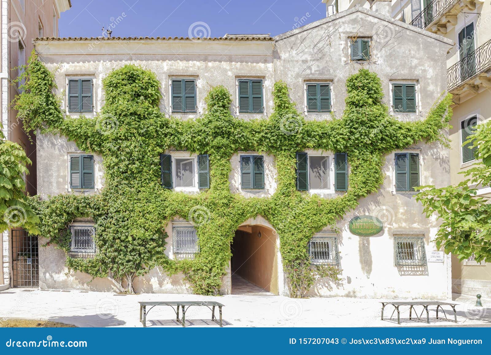 Ancient Greek Mediterranean Style Facades Stock Image - Image of ...