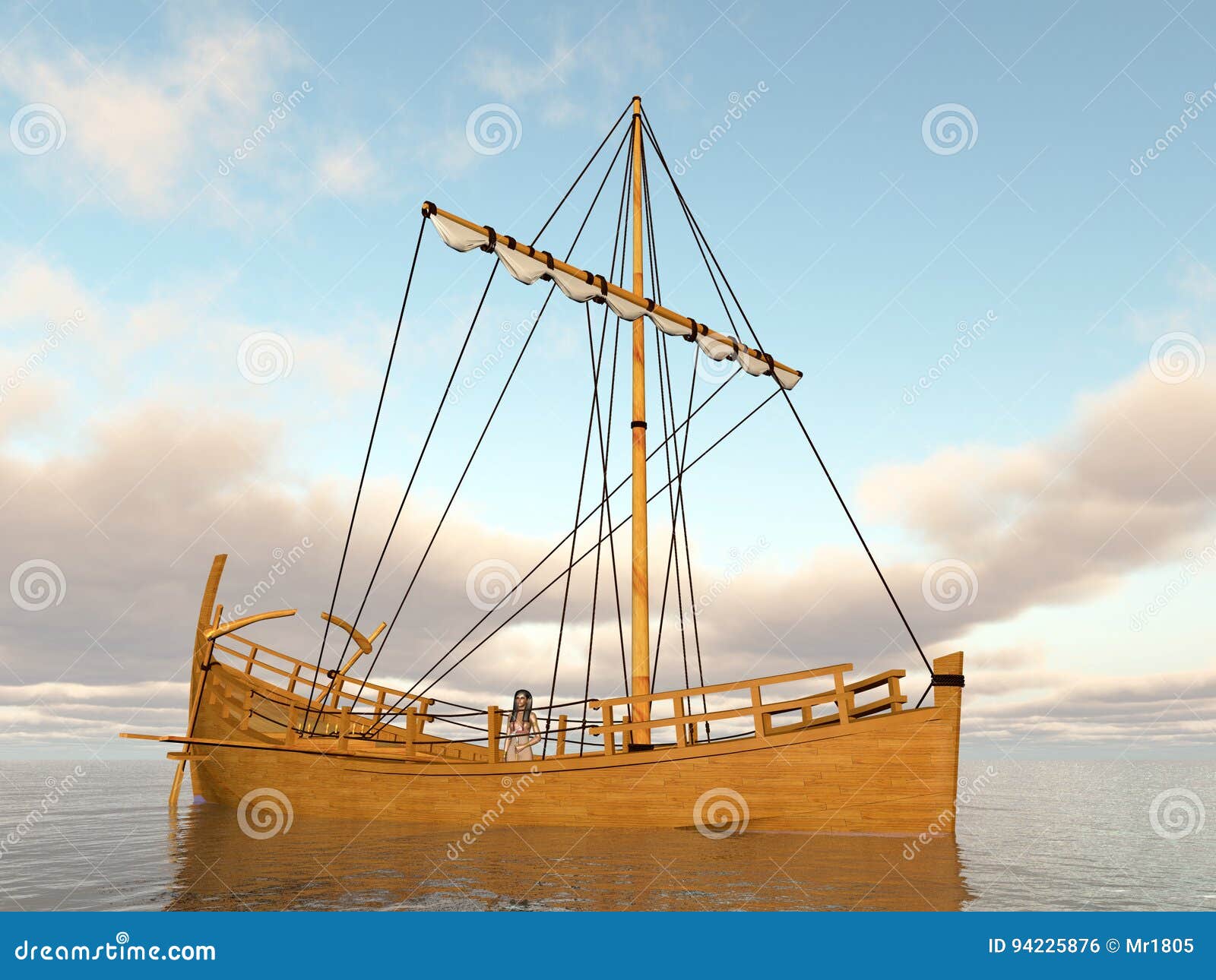 Ancient Greek Merchant Ship Stock Illustration - Illustration of blue ...