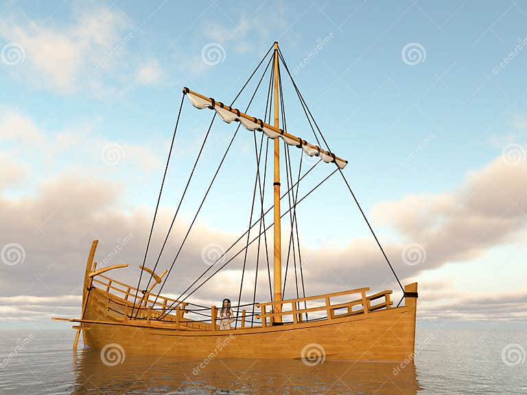 Ancient Greek Merchant Ship Stock Illustration - Illustration of blue ...