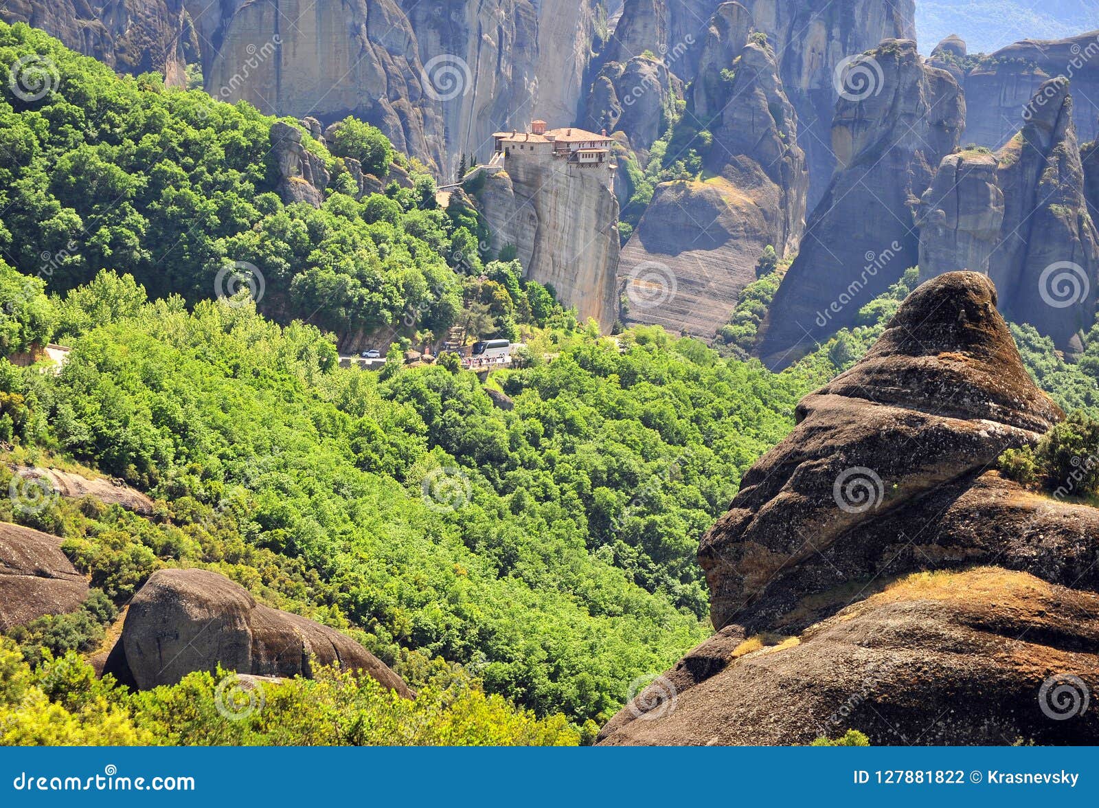 Ancient Greek Monastery in Mountain Park of Meteora Stock Photo - Image ...