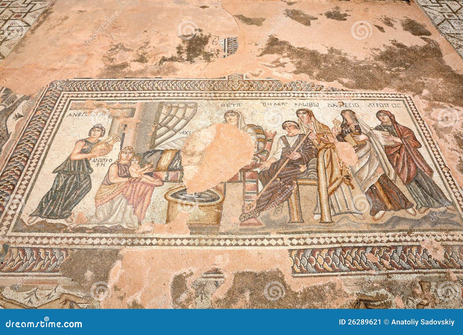 Ancient Greek Mosaic in in Paphos, Cyprus Editorial Photo - Image of ...