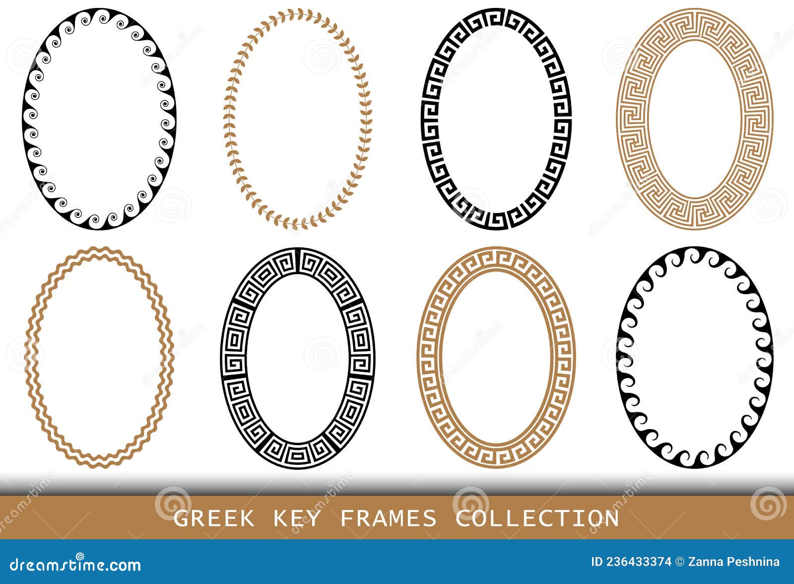 Oval Greek Pattern. Roman Ellipse Frame. Outline Greece Border Isolated ...