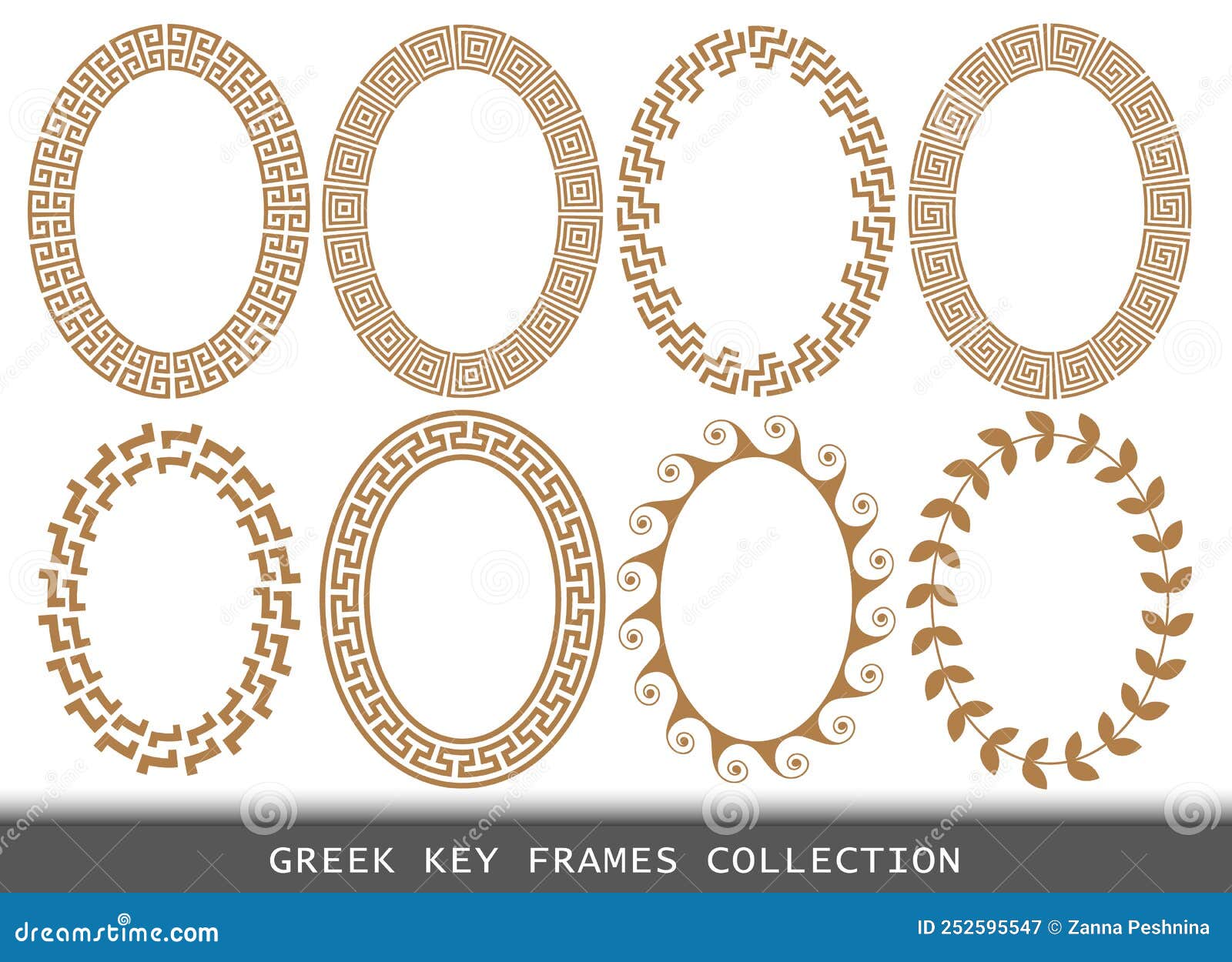 Greek Key Oval Frame Set. Circle Borders With Meander Ornaments ...