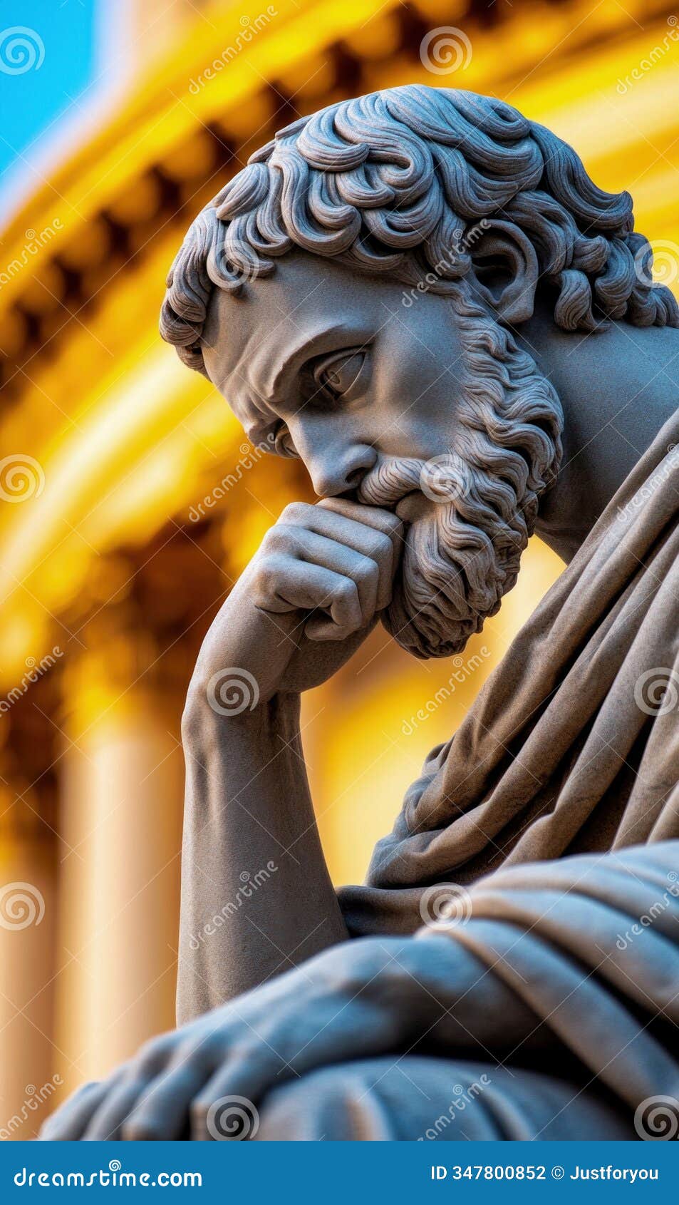 Ancient Greek Philosopher Statue in Thoughtful Pose Stock Illustration ...