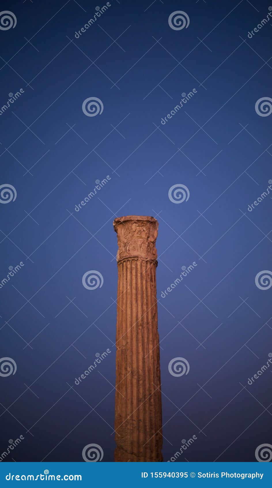 Ancient Greek Pillar at Blue Sky Stock Image - Image of background ...