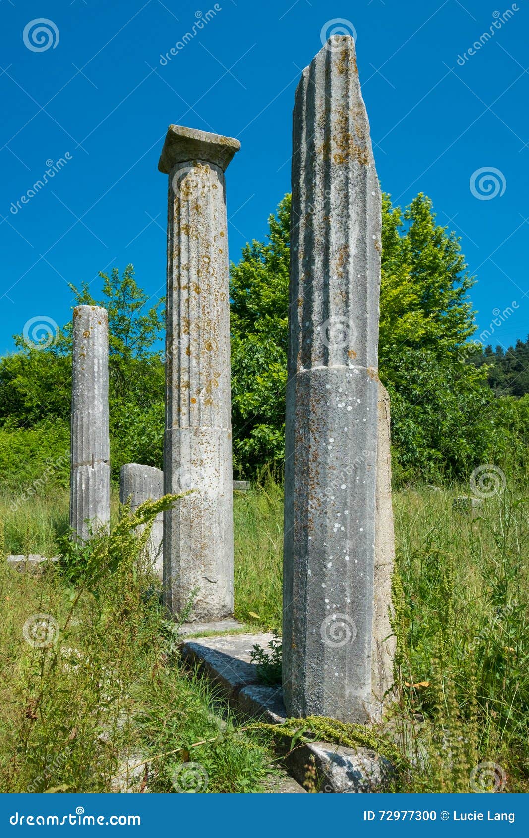 Ancient Greek pillars. stock photo. Image of stone, ancient - 72977300