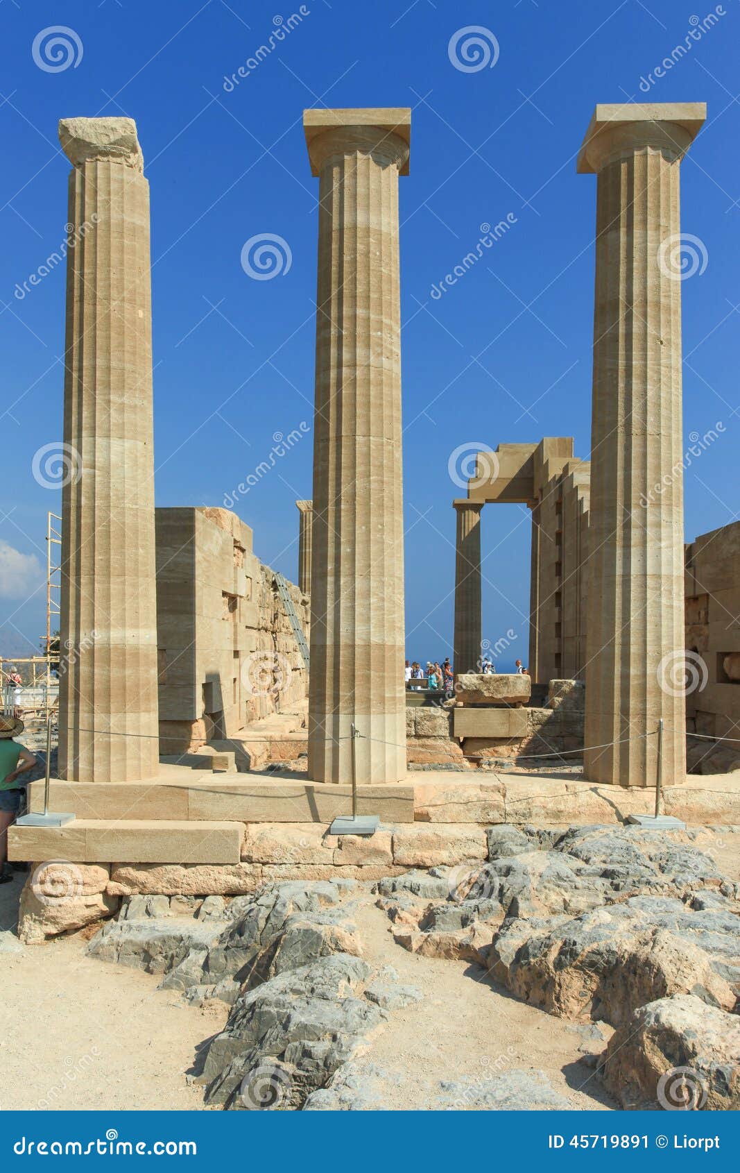 Ancient Greek Pillars at Top of Lindos Acropolis Editorial Photo ...