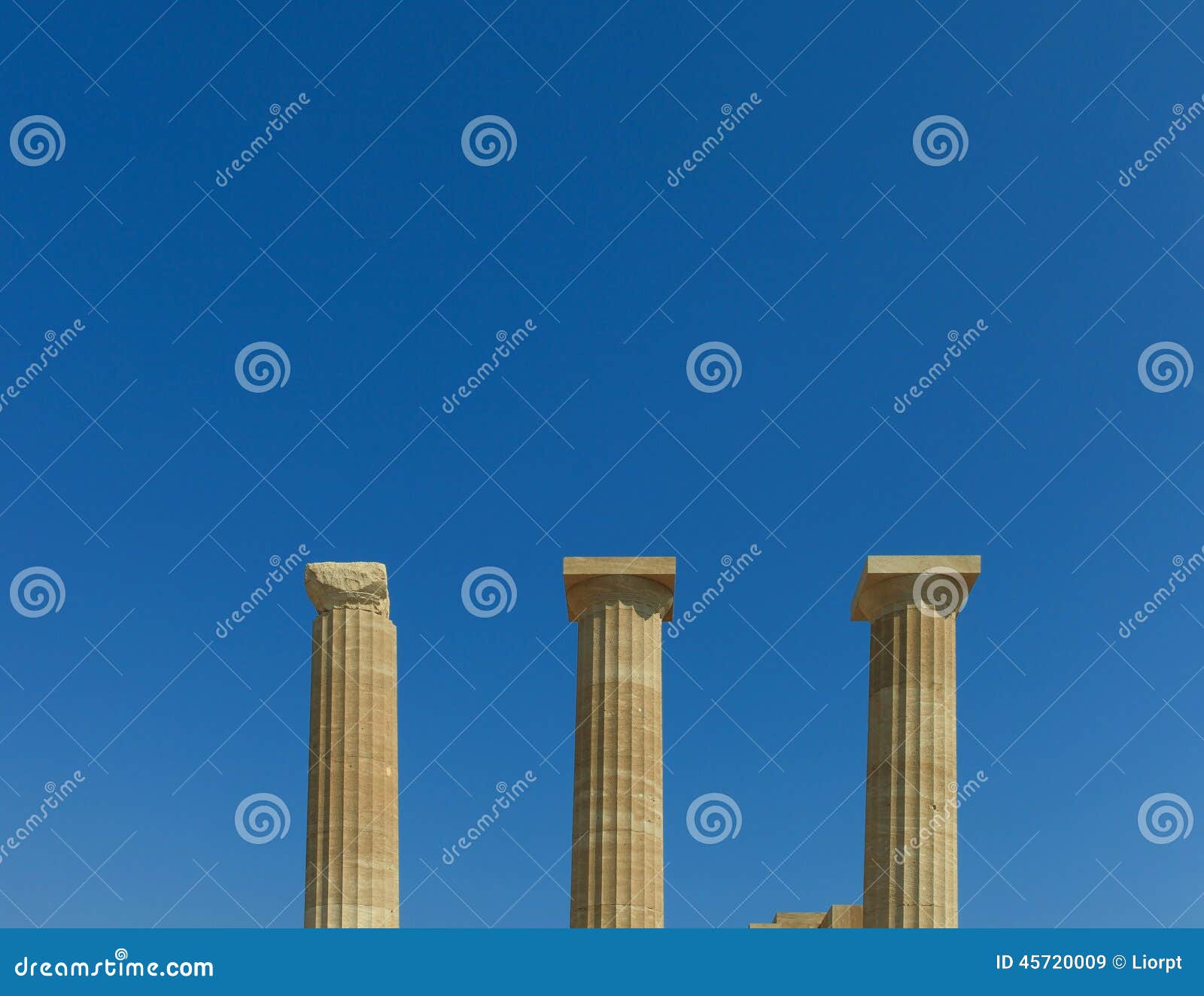 Ancient Greek Pillars at Top of Lindos Acropolis Stock Image - Image of ...