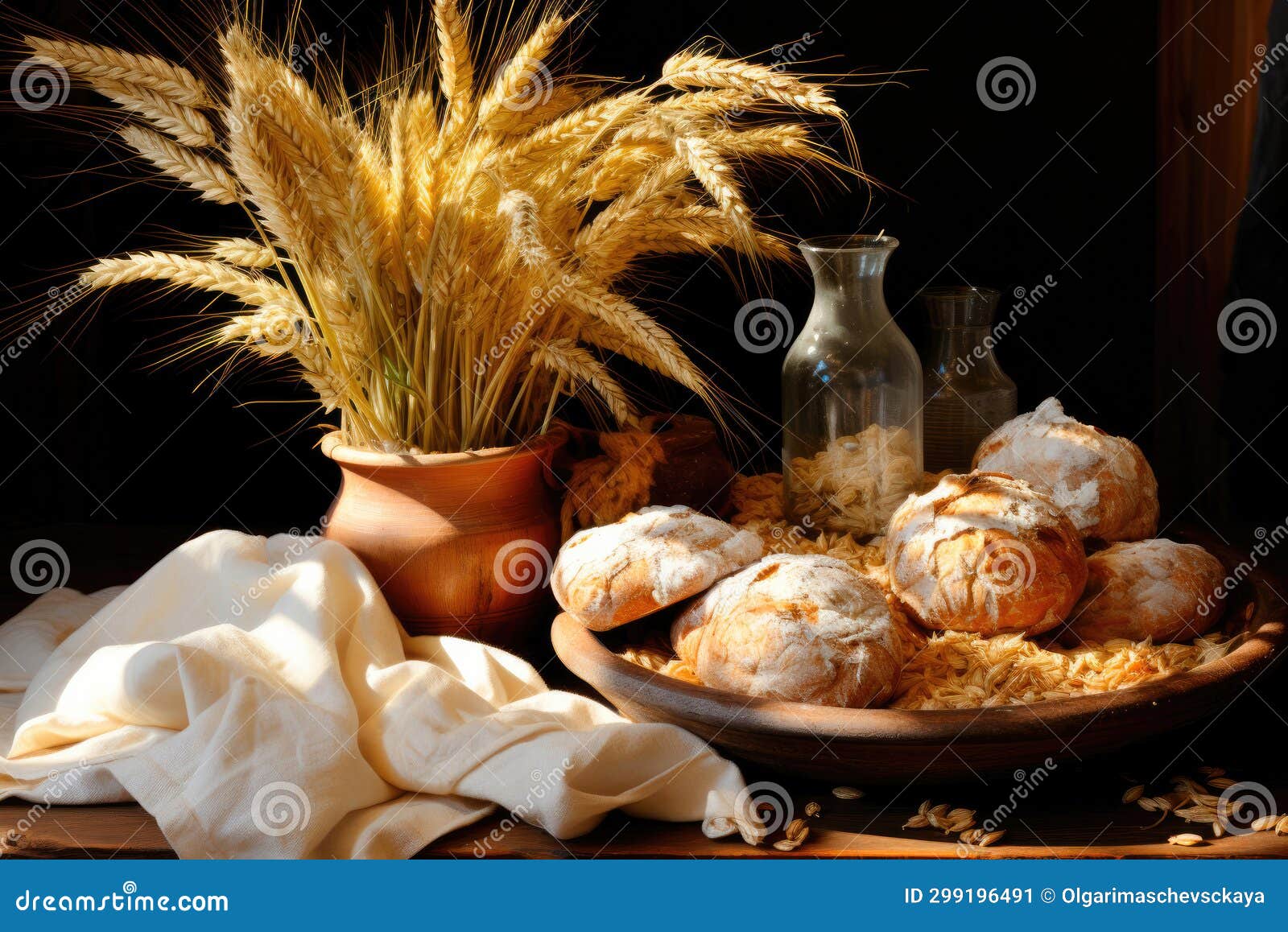 Ancient Greek Products on the Table. Grain Bread Stock Illustration ...