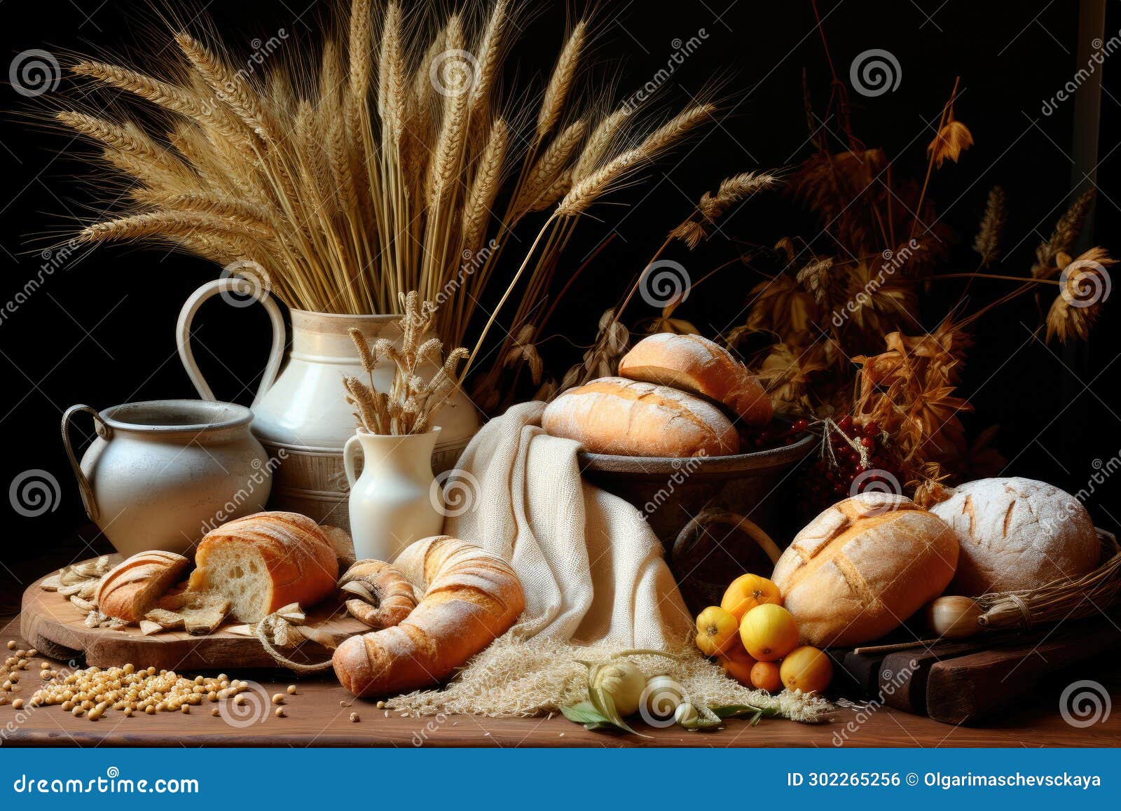 Ancient Greek Products on the Table. Grain Bread Stock Illustration ...