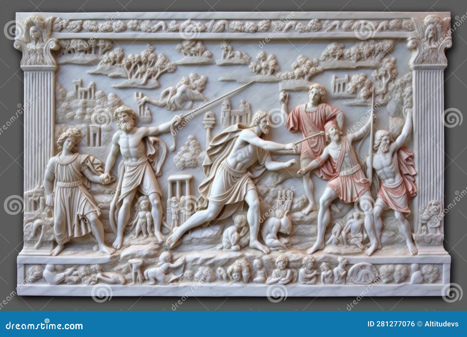 Ancient Greek Relief Sculpture on a Marble Slab Stock Illustration ...