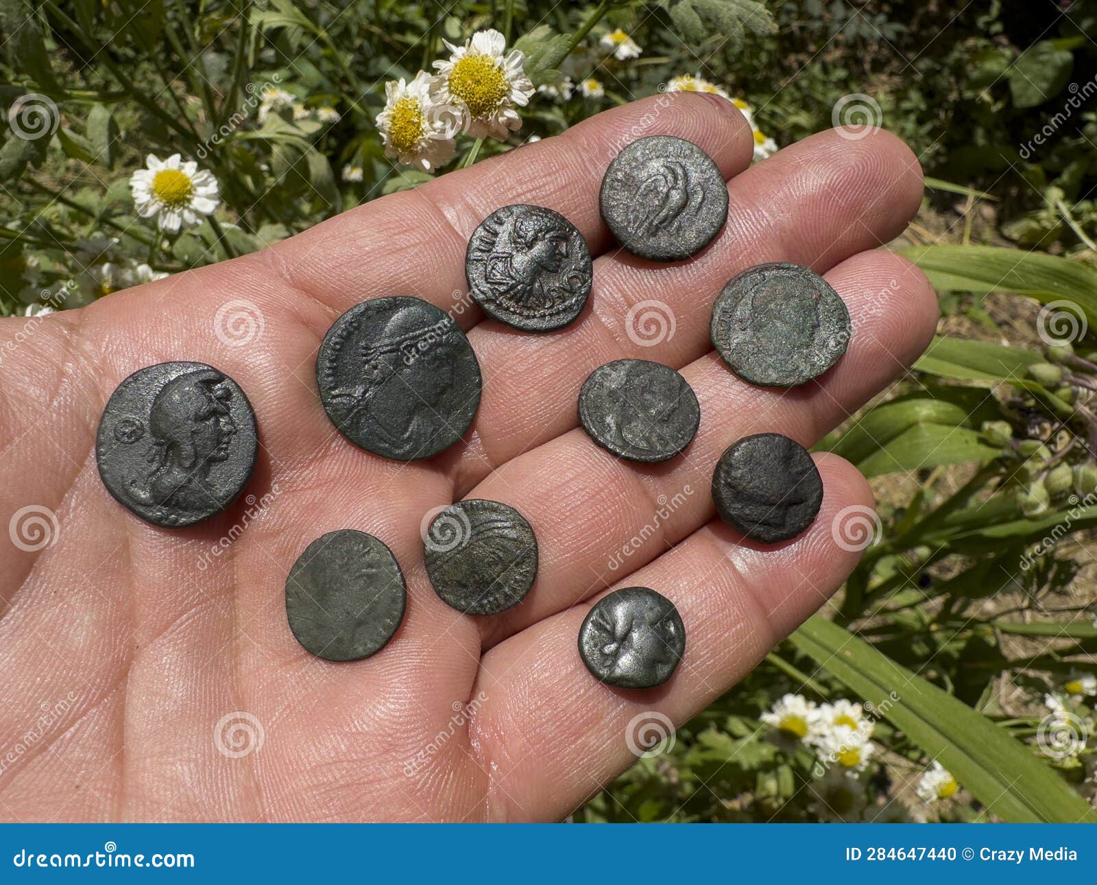 Ancient Greek and Roman Coins Stock Photo - Image of bronze, silver ...