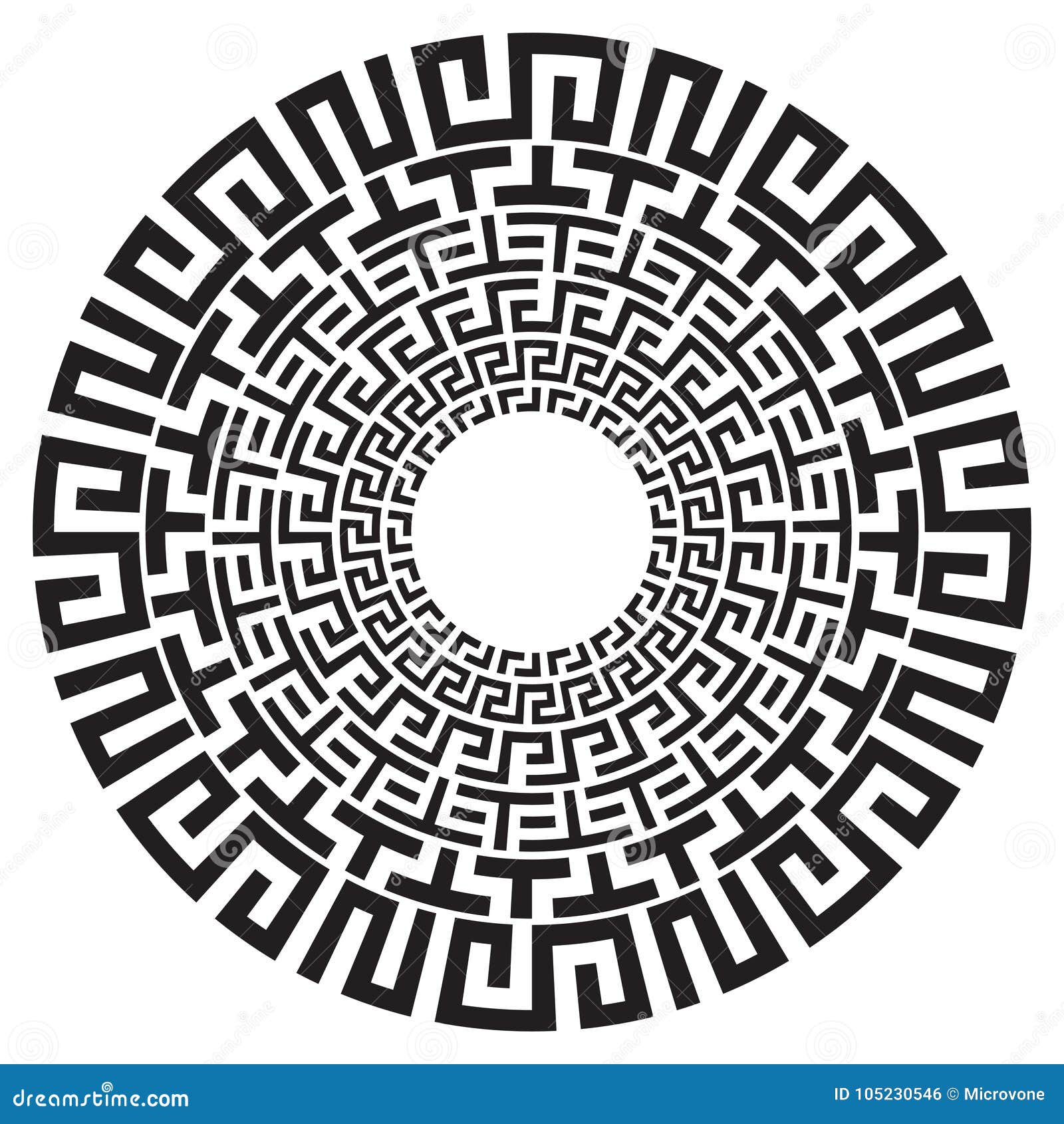 Ancient Greek Round Meander Key Black and White Vector Pattern Stock ...