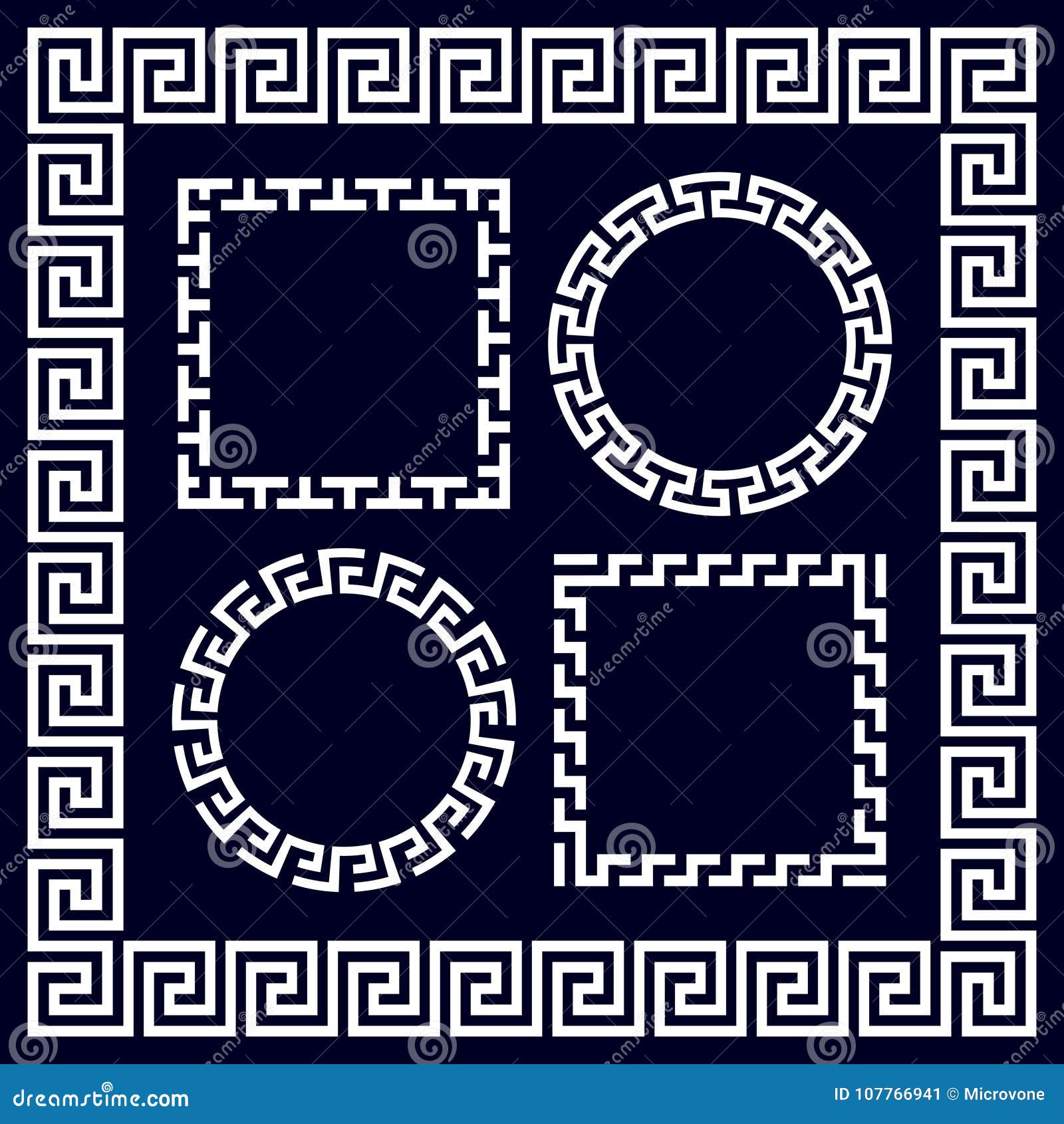 Ancient Greek Round and Rectangular Border Frames Stock Vector ...