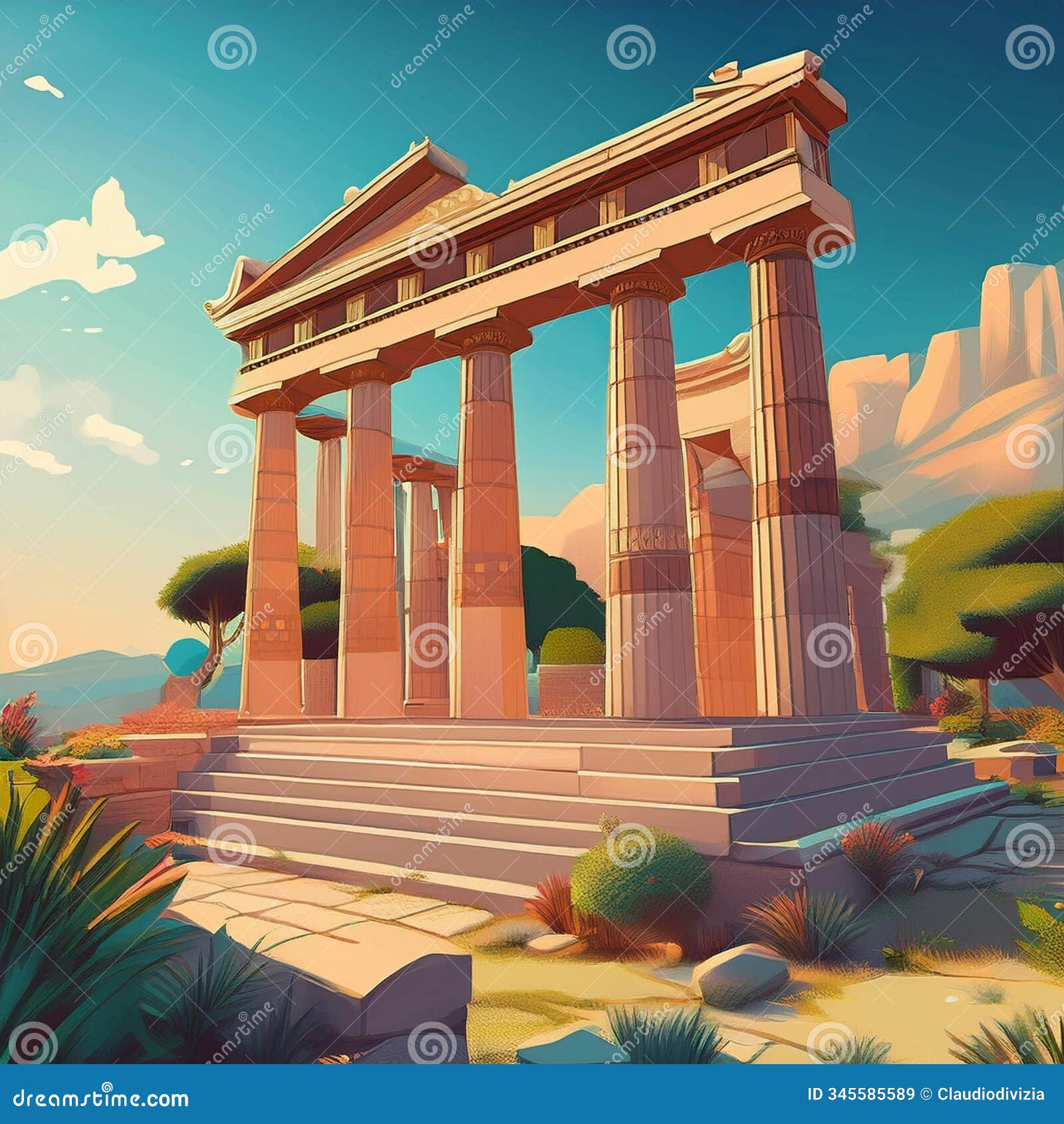 Ancient Greek Ruins, AI Generated Stock Image - Image of archaeology ...