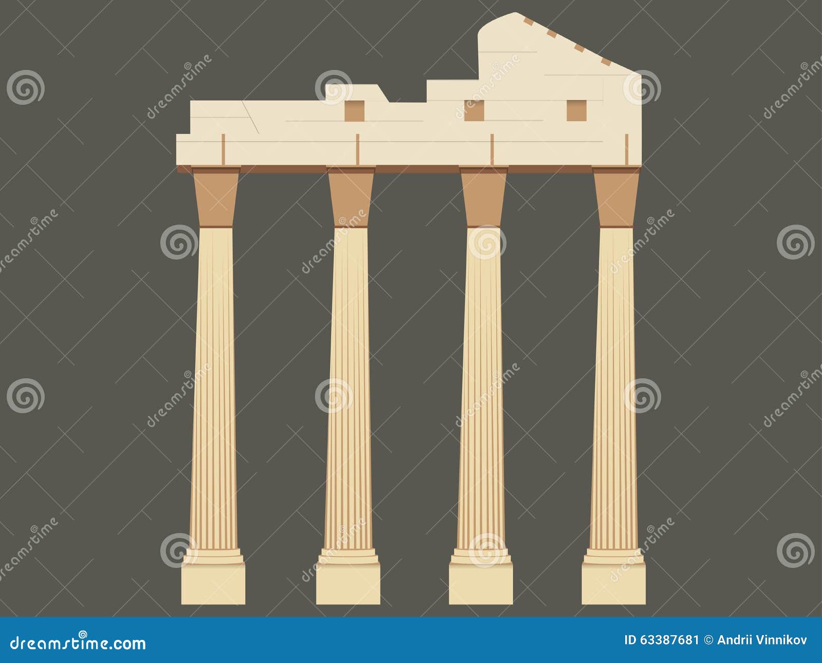 The Ancient Greek Ruins. Ancient Columns, Landmark Turkey Stock Vector ...