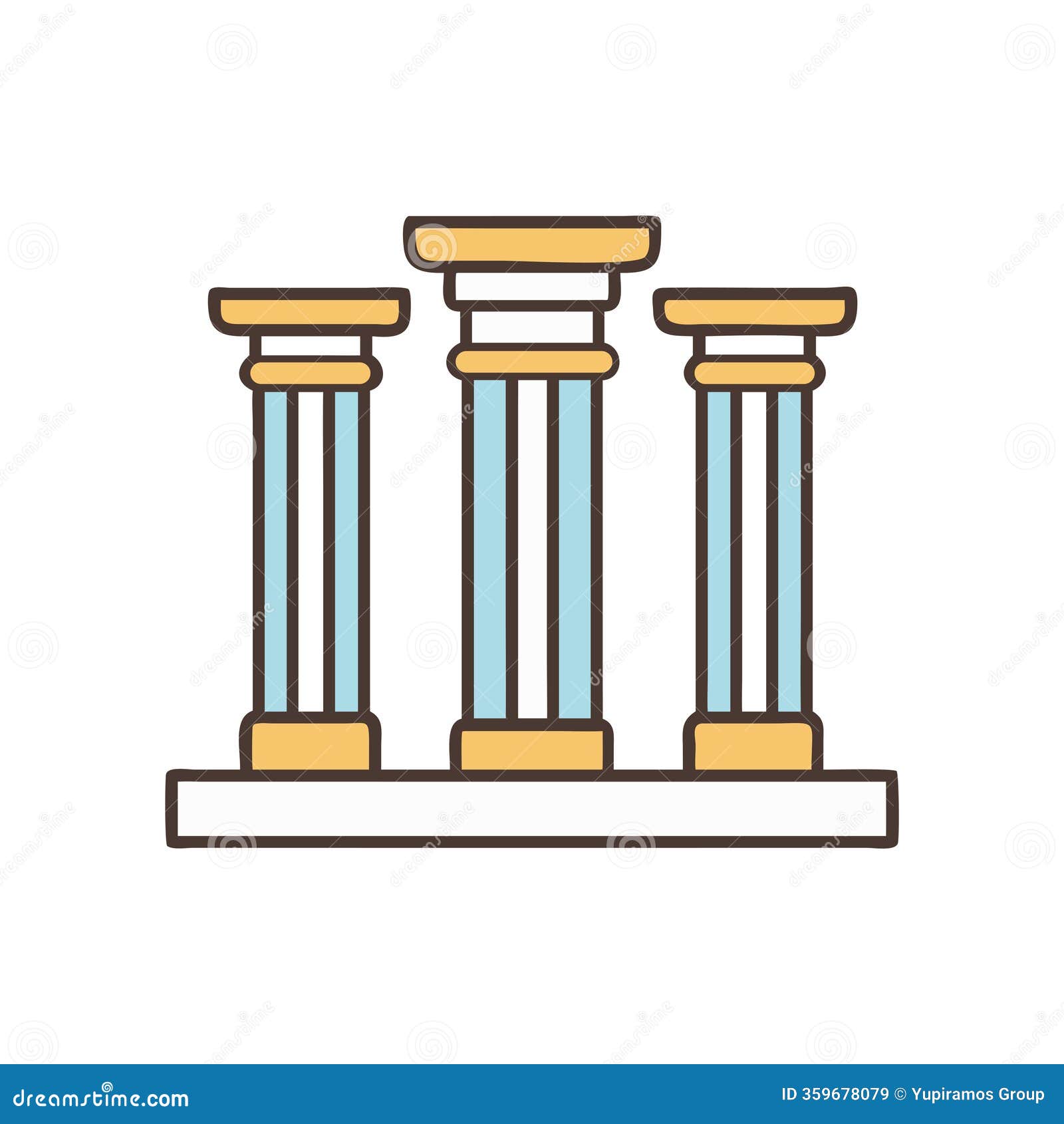 Ancient Greek Ruins with Columns Stock Illustration - Illustration of ...