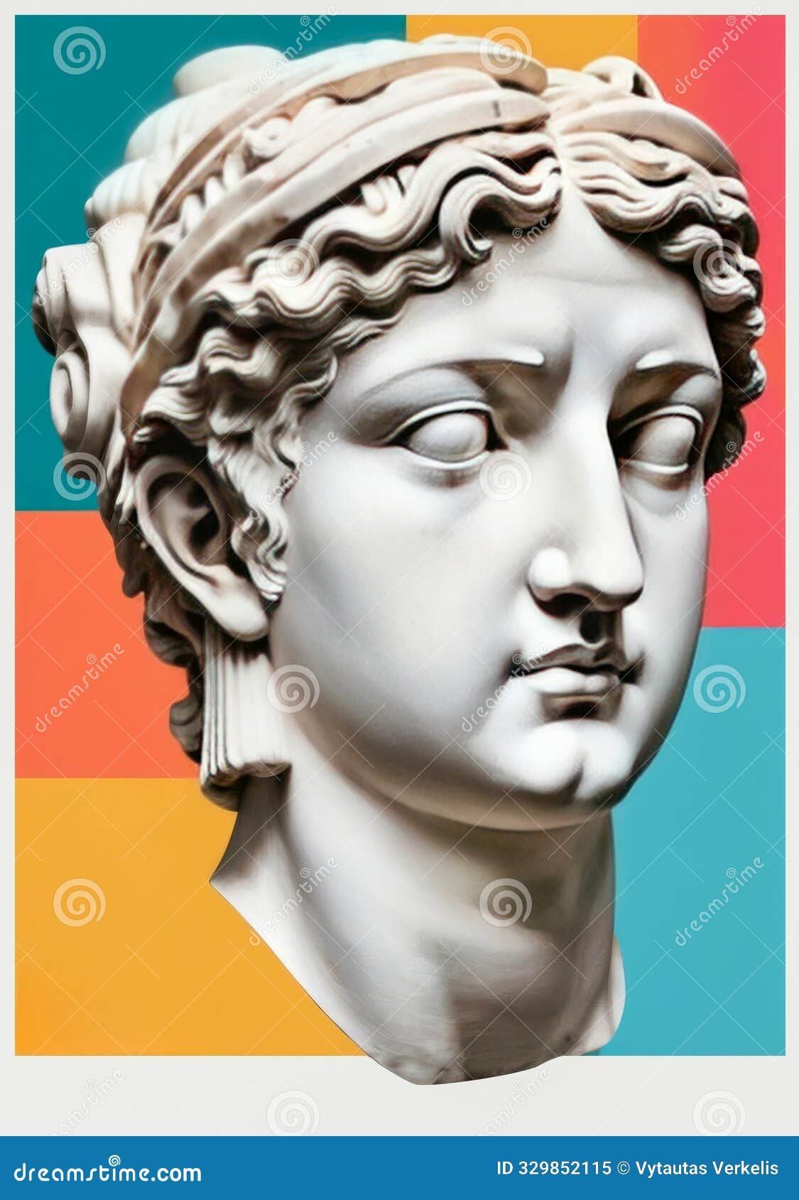 Ancient Greek Sculpture on a Colored Background. Stock Image - Image of ...
