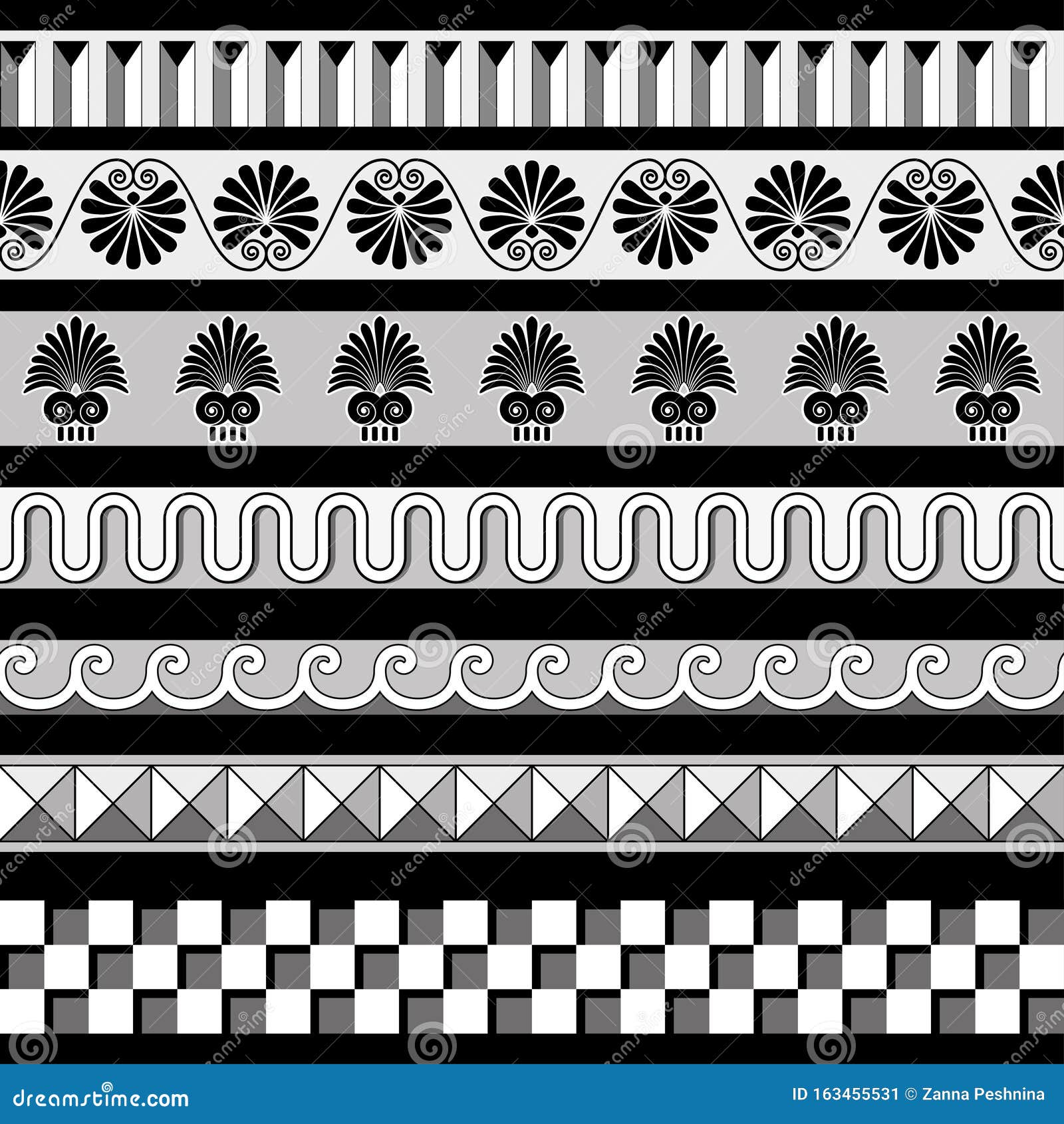 Ancient Greek Seamless Borders Frames Pattern Set Stock Vector ...