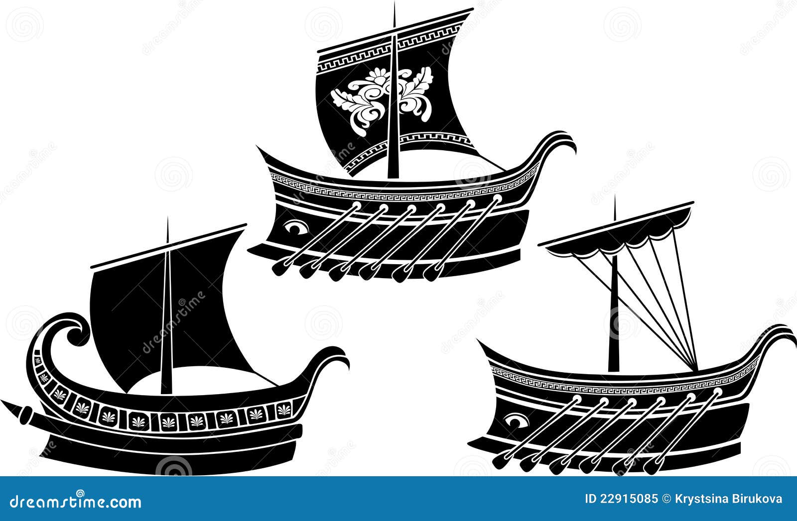 Ancient Greek Ship Set Cartoon Vector | CartoonDealer.com #22915085