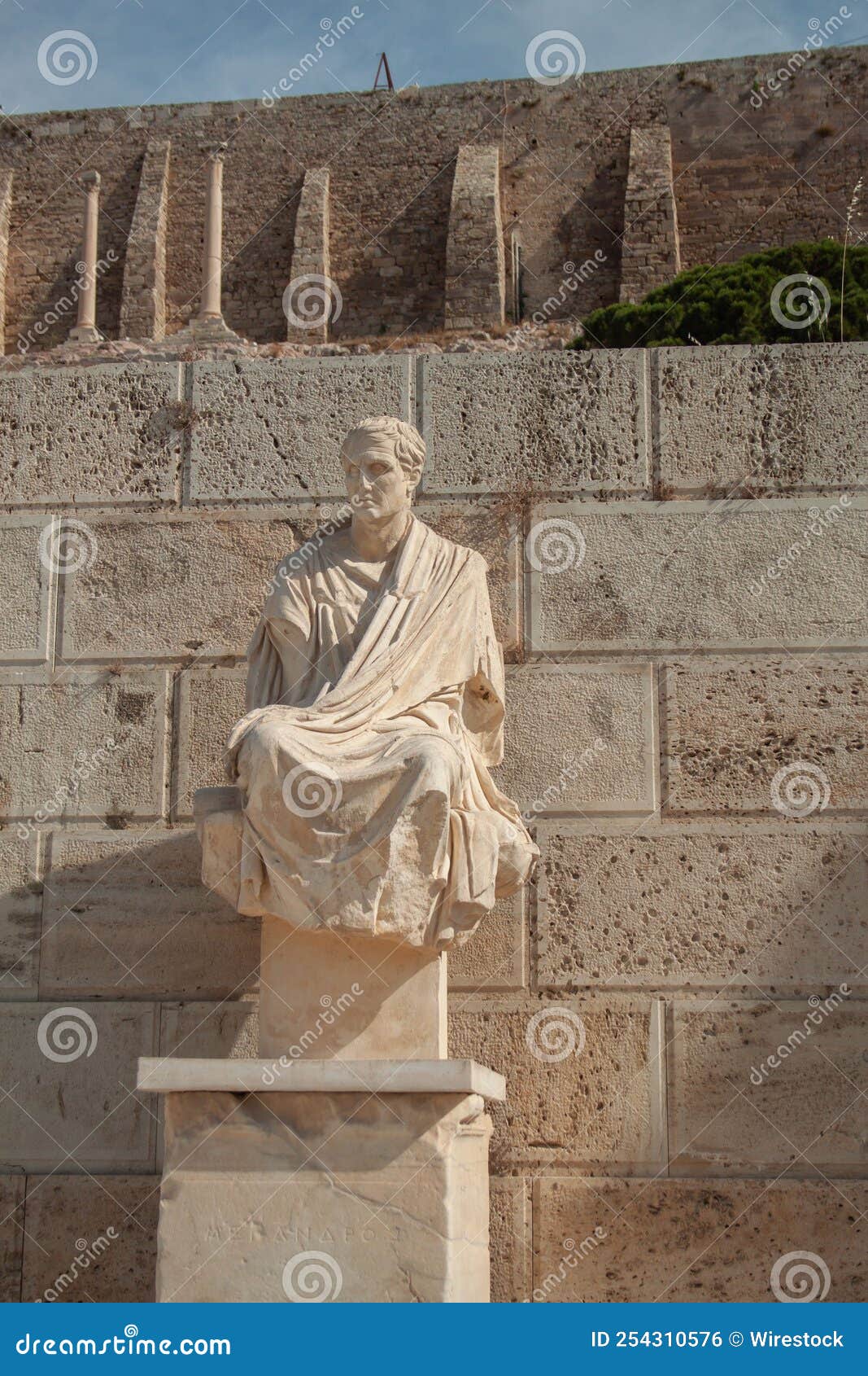 Ancient Greek Statue at Acropolis on a Sunny Day Stock Photo - Image of ...
