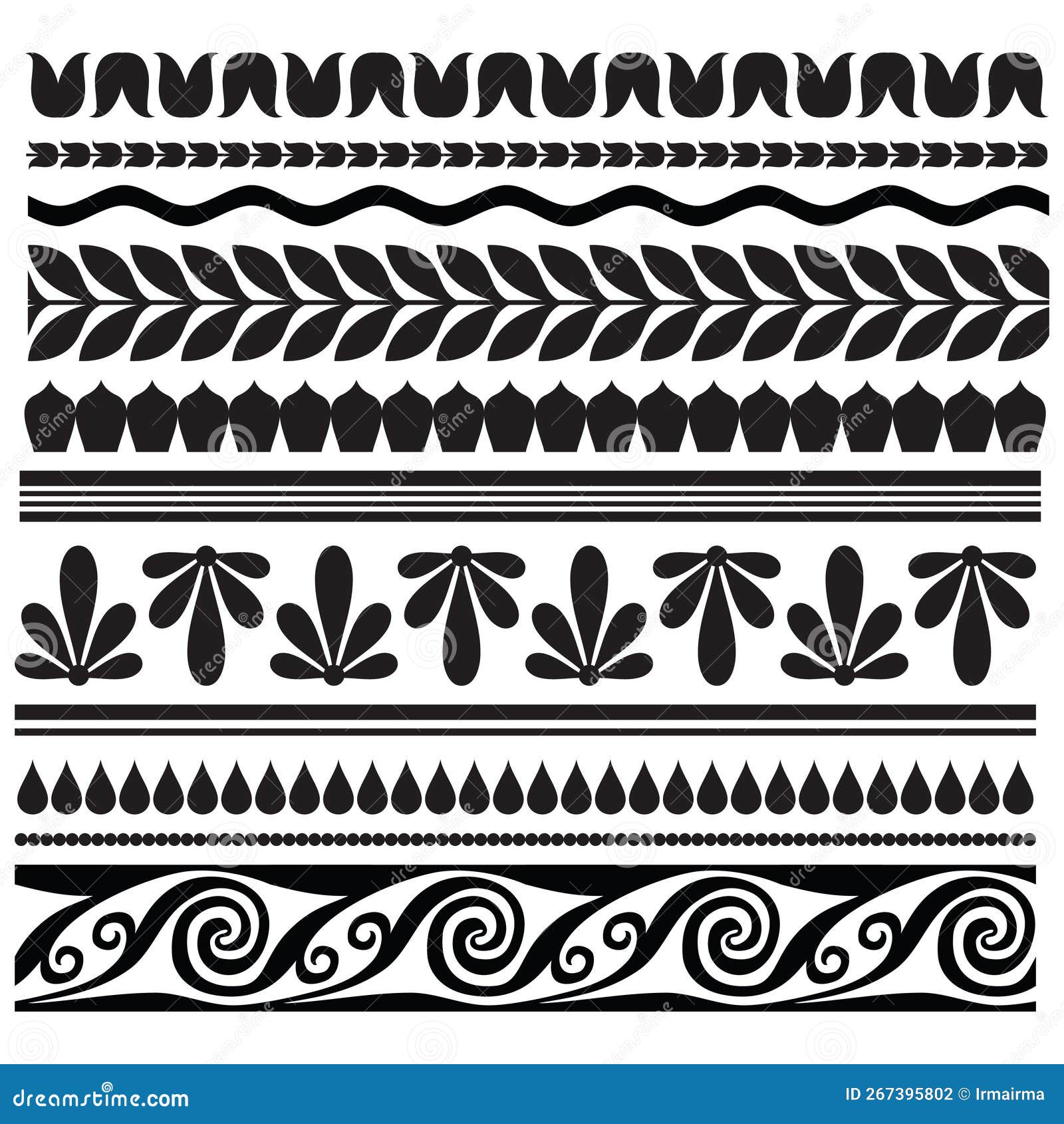 Ancient Greek Style Borders Set Stock Vector - Illustration of ...