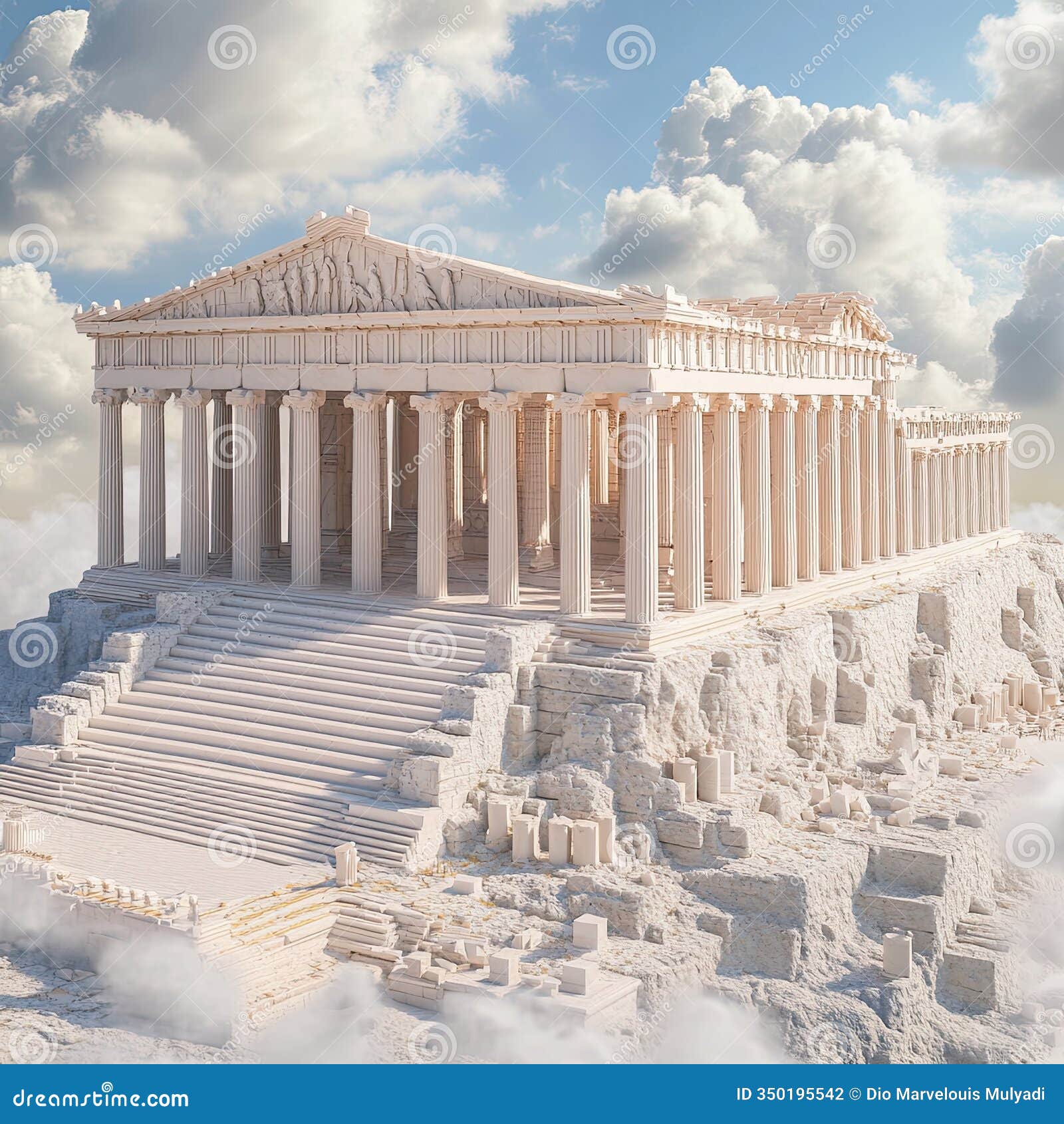 Ancient Greek Temple on Clouds Stock Illustration - Illustration of ...