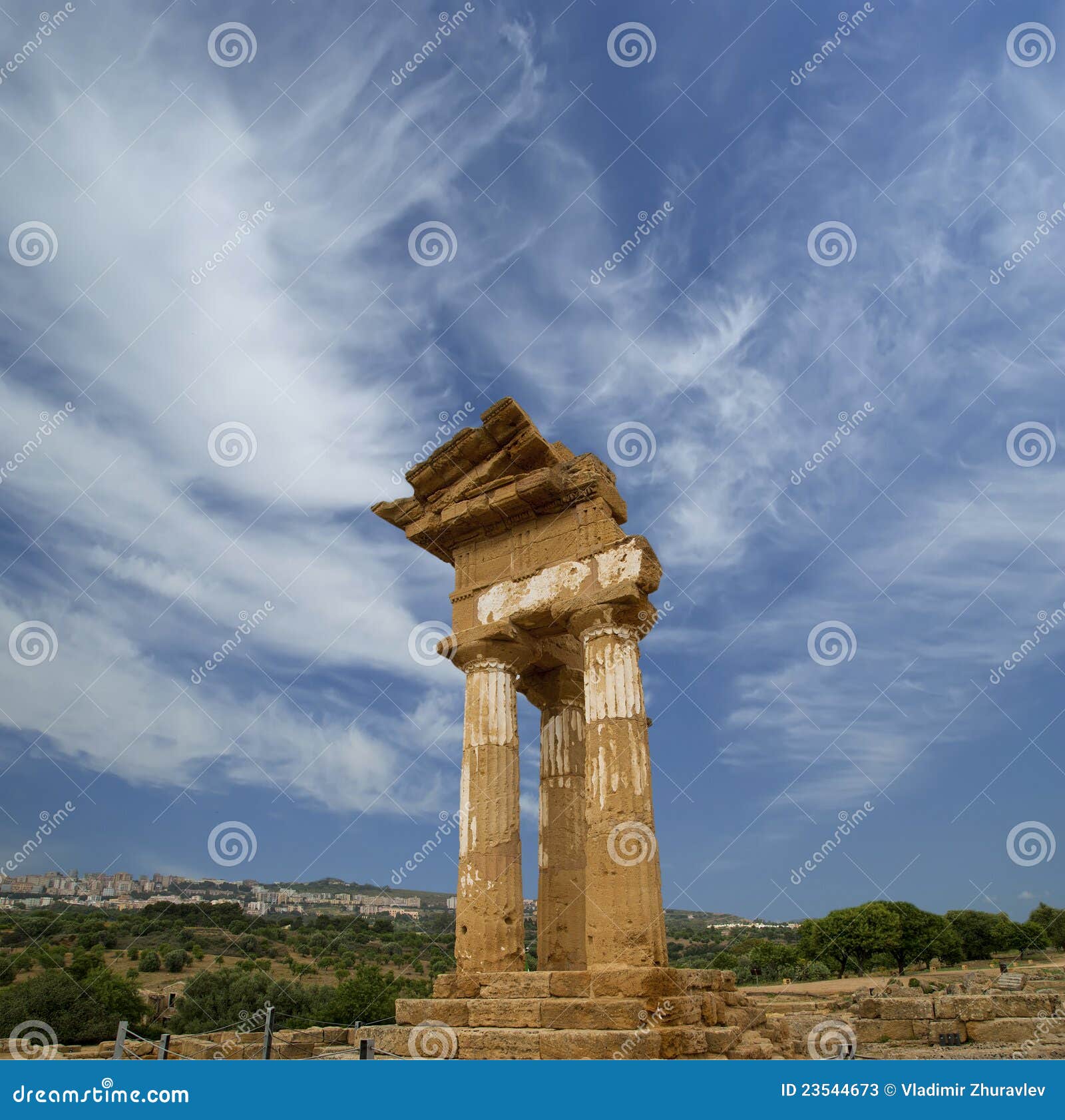 Ancient Greek Temple of the Dioscuri Stock Image - Image of hellenic ...