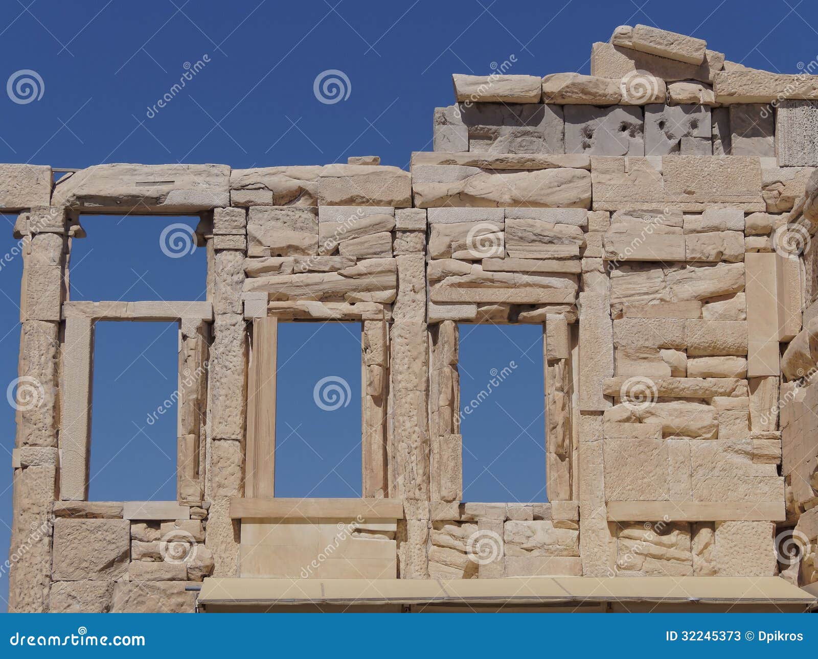 Ancient Greek Temple Wall And Windows Royalty-Free Stock Photography ...