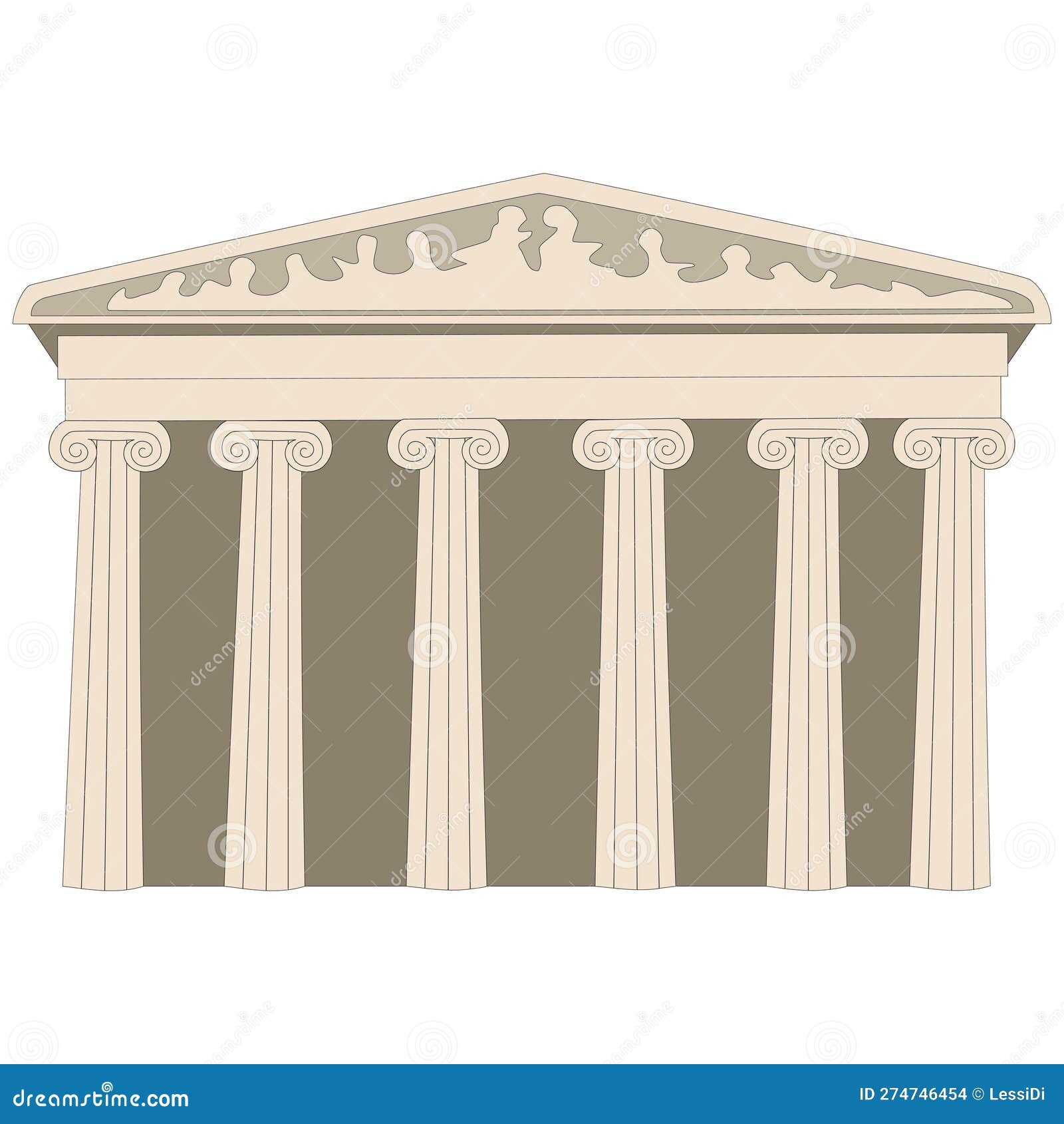 Ancient Greek Temple on White Background Stock Vector - Illustration of ...