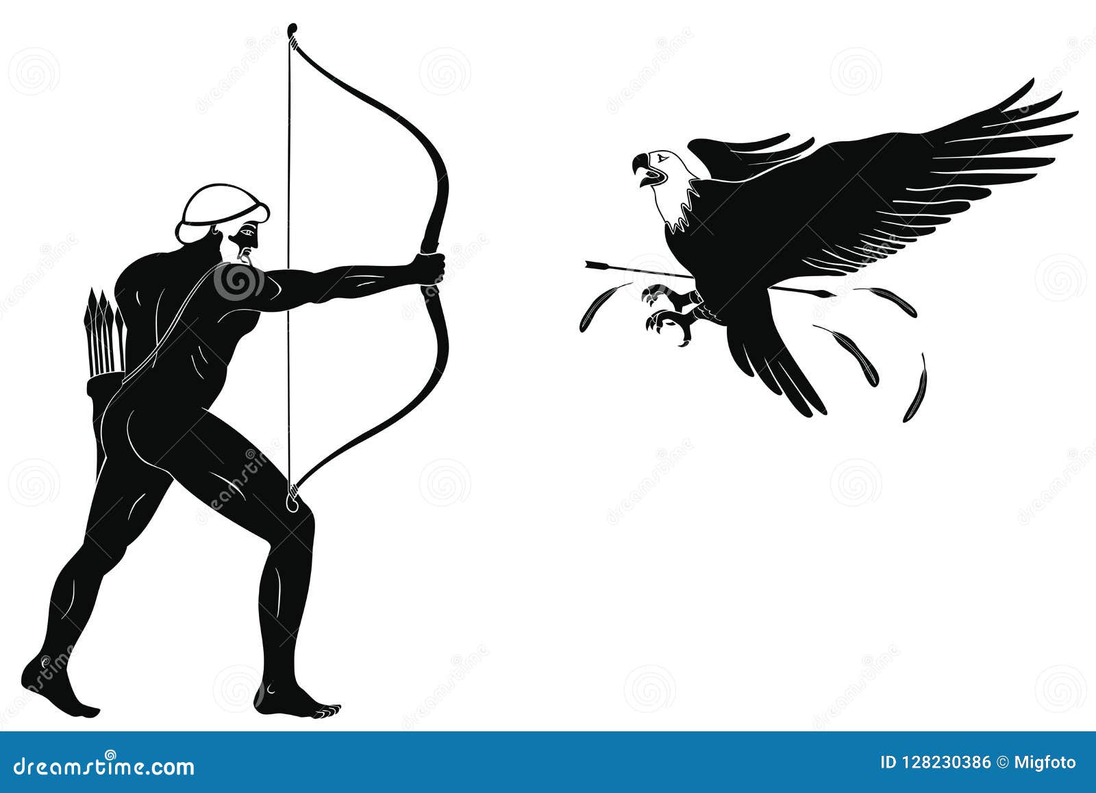 Ancient Greek warrior. stock vector. Illustration of hawk - 128230386