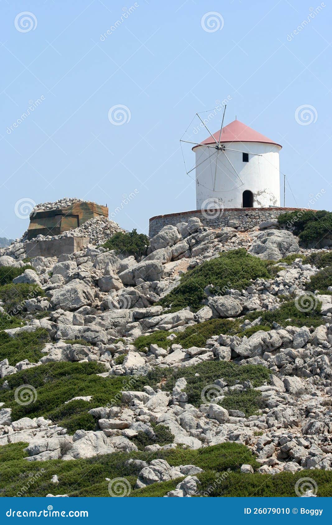 Ancient greek windmill stock photo. Image of building - 26079010